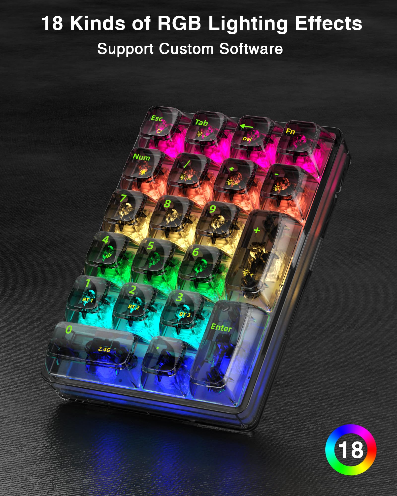 Snapklik.com : SOLAKAKA K21 RGB Backlit Tri-Mode Transparent Wireless ...