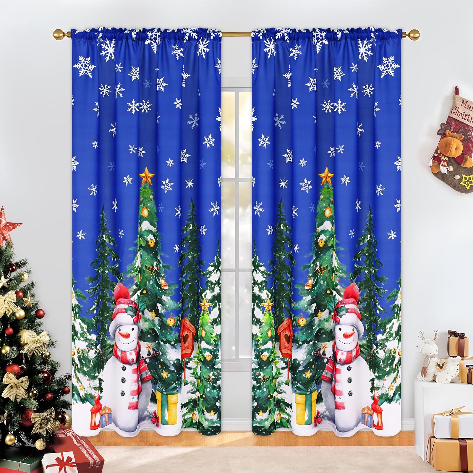 Amazon.com: Alishomtll Christmas Curtains for Living Room, Winter ...