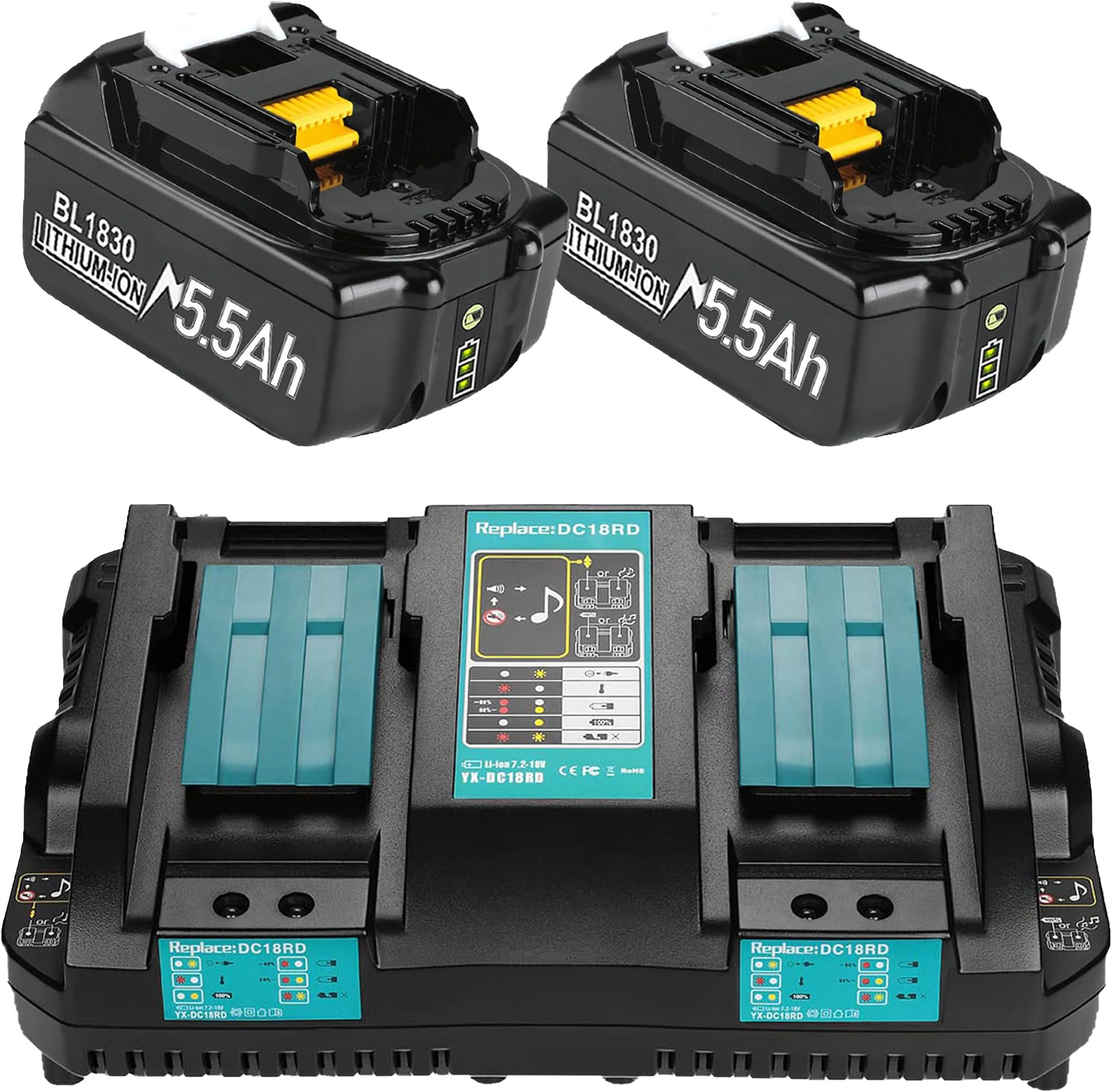 Makita DC18RD 14.4V to 18V Li-ion LXT Twin Port Charger : Amazon.co.uk ...