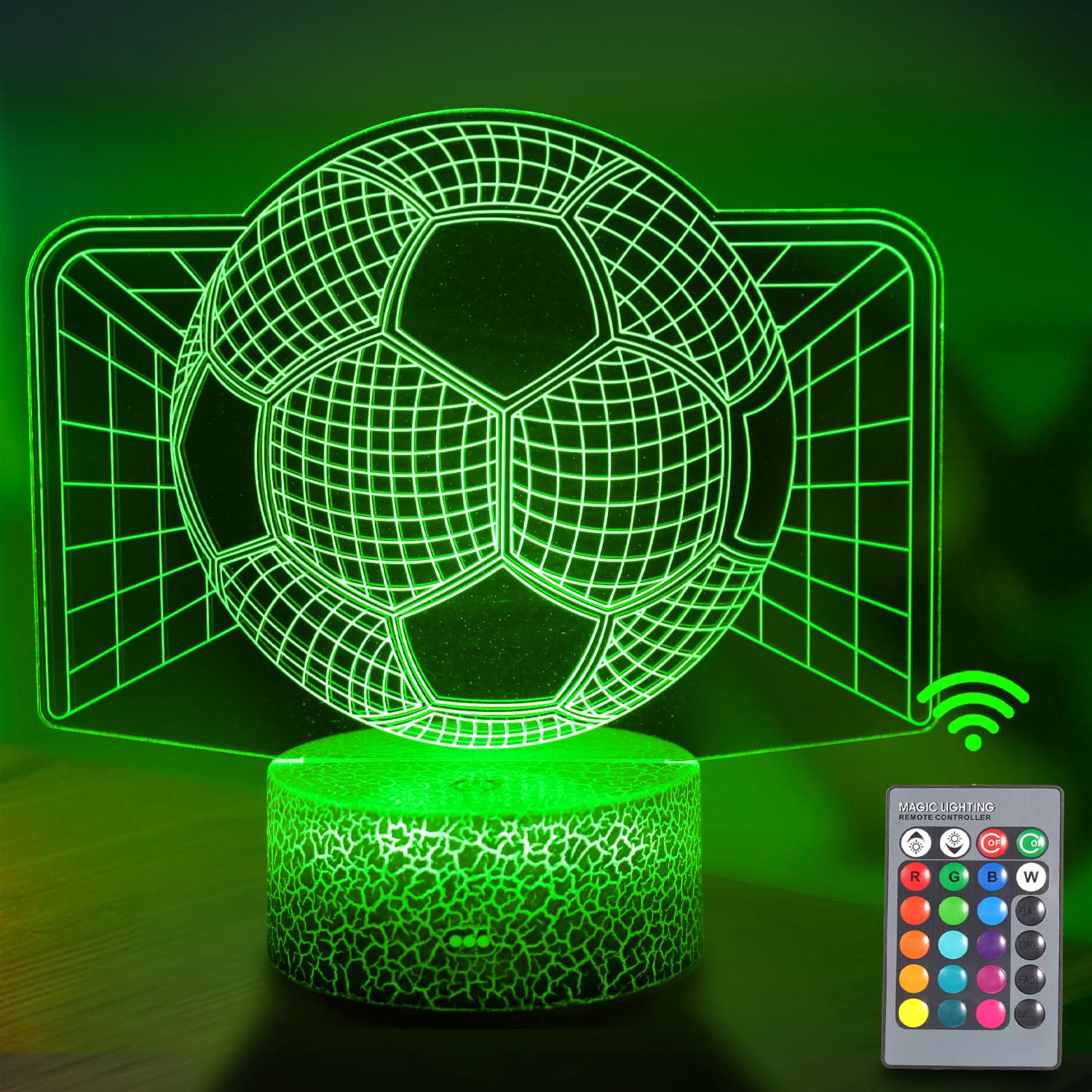 Football Night Light for Kids 3D Illusion Led Lamp, 7 Colors +16 Colors ...
