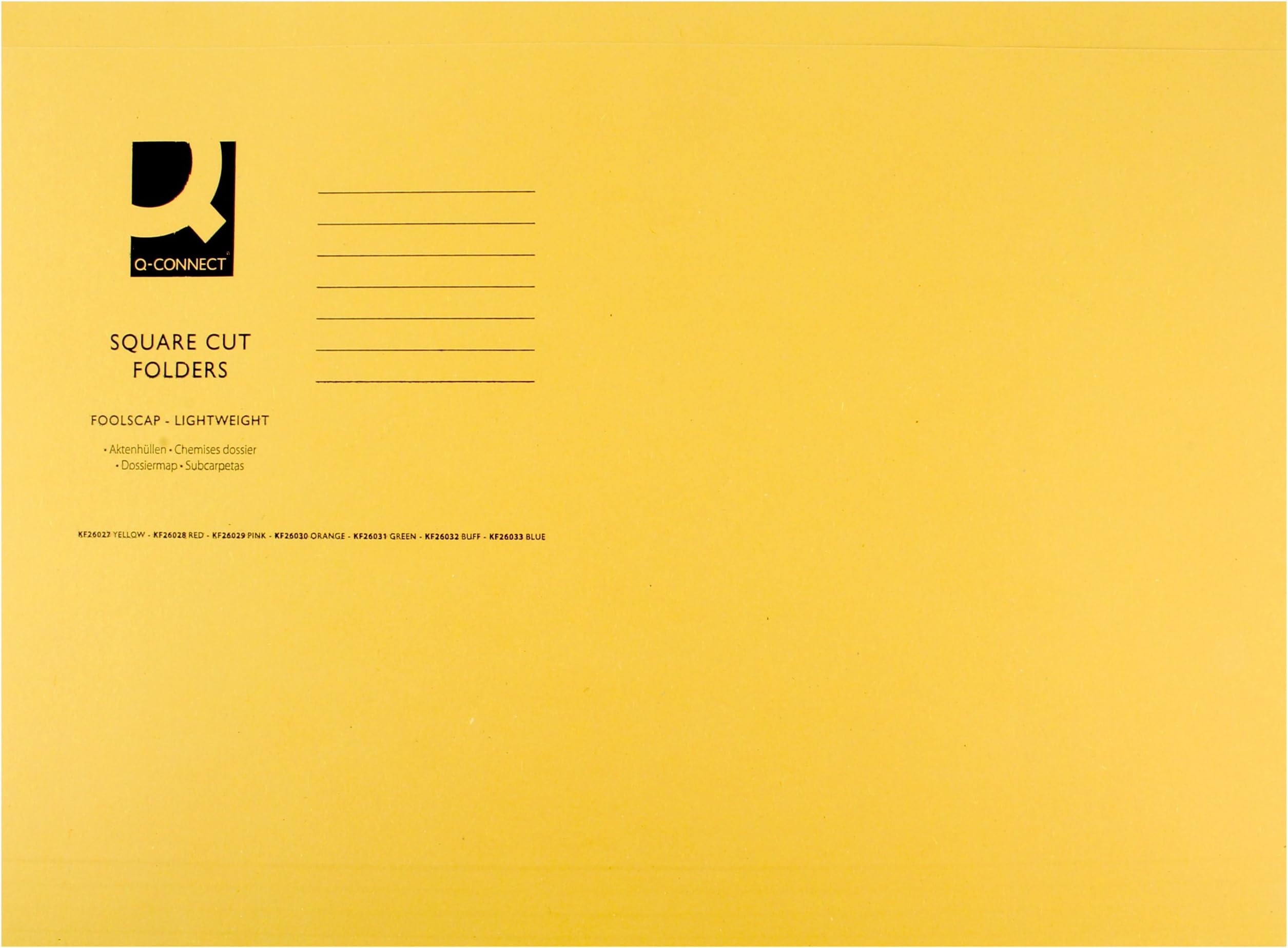 Q-Connect Square Cut Folder Lightweight 180gsm Foolscap Yellow (Pack of ...