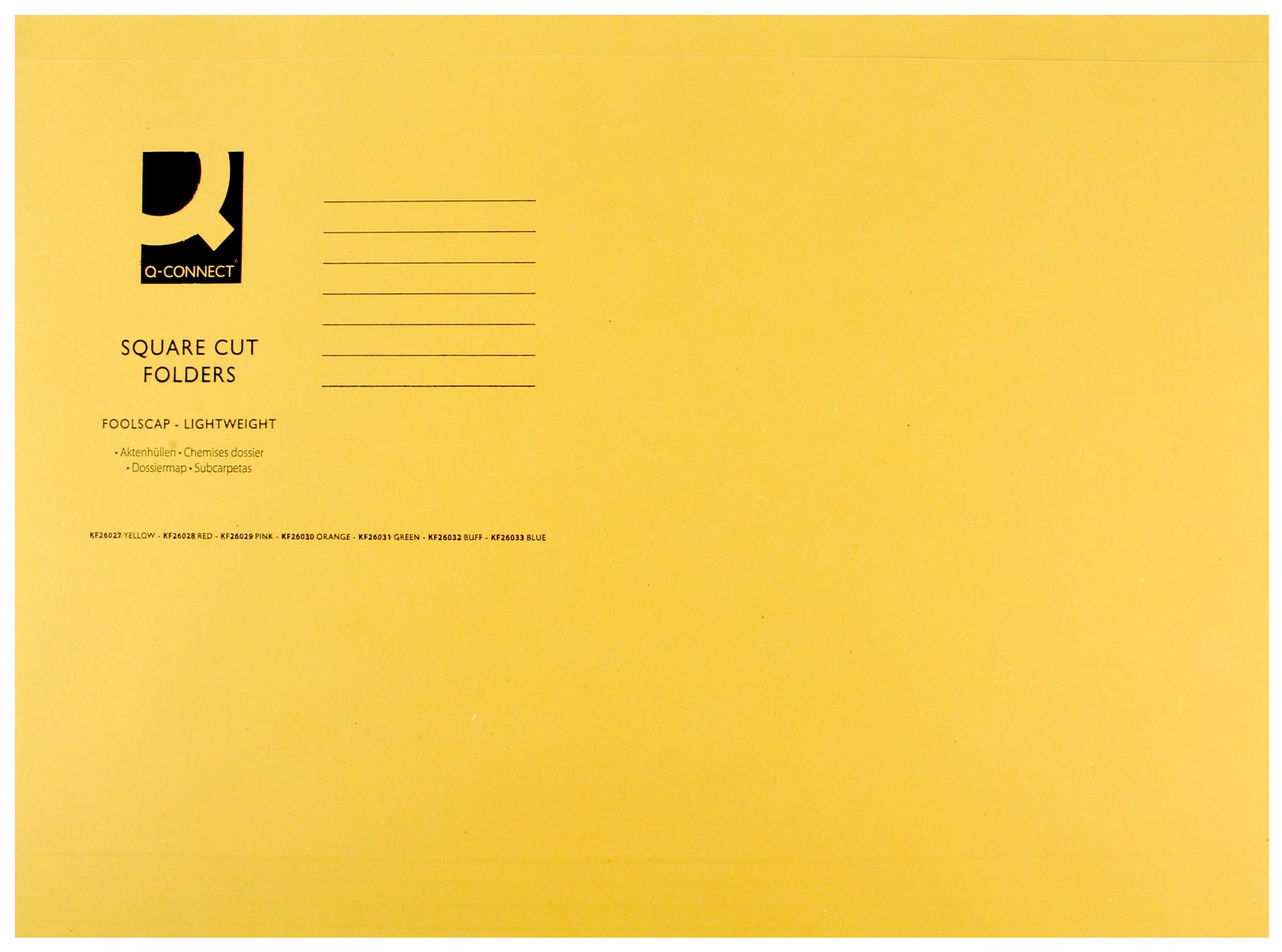 Q-Connect Square Cut Folder Lightweight 180gsm Foolscap Yellow (Pack of ...