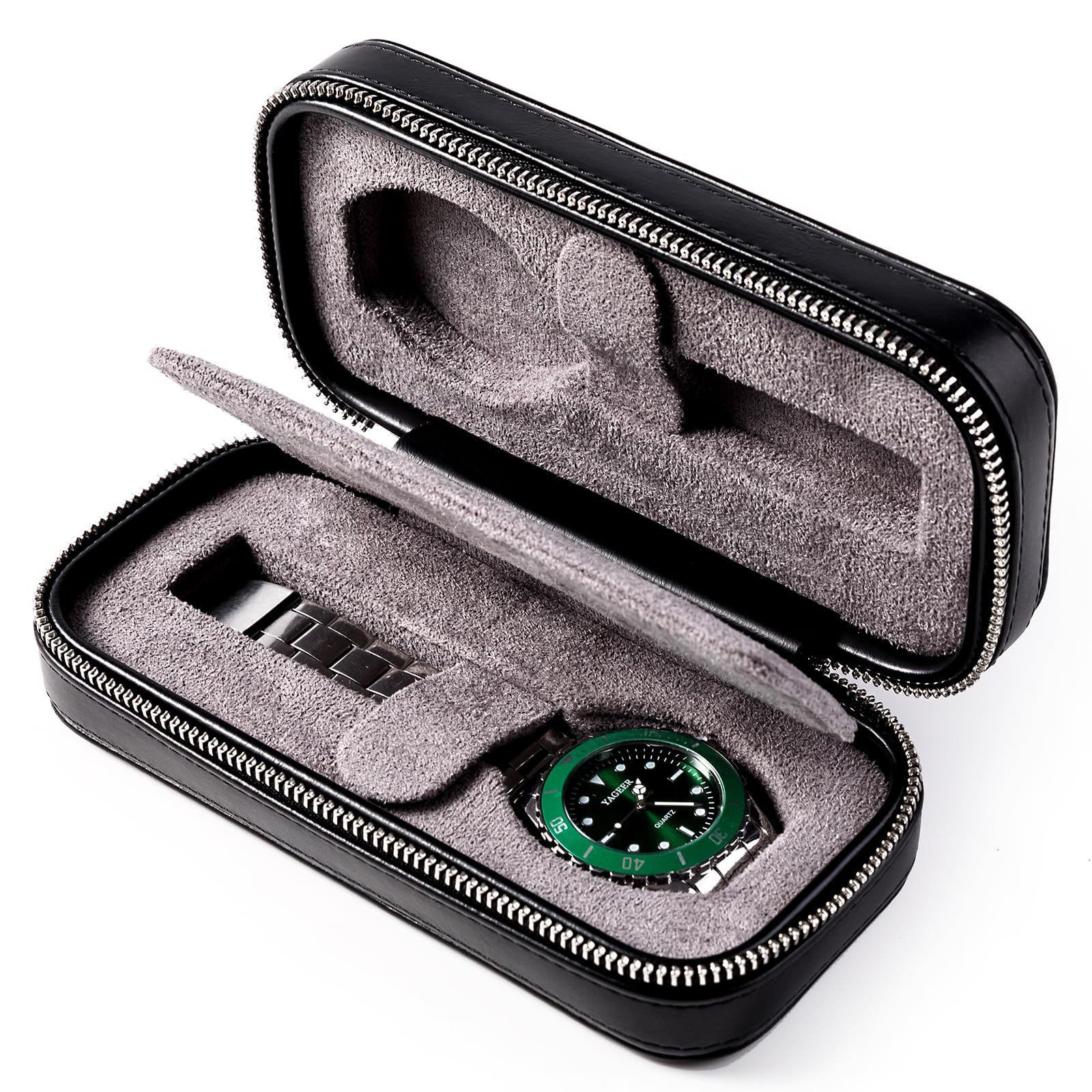 Amazon.com: Mr.Okay 2 Watch Travel Case- Classic Leather Watch Case for ...