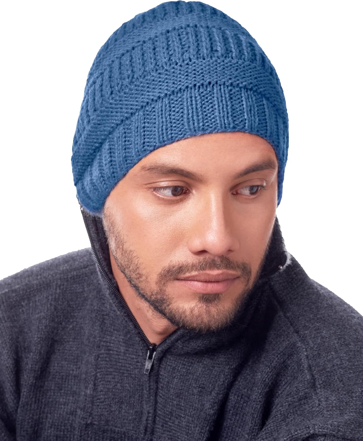 INTI ALPACA Men’s Steel Blue Alpaca Skull Hat- Handmade with Peruvian ...