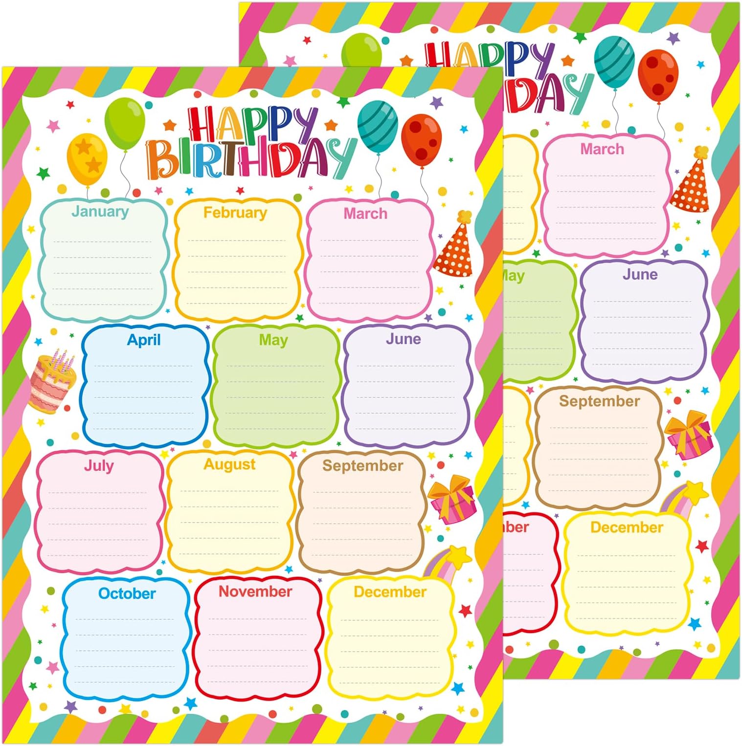 Classroom Birthday Chart JUESMOS Happy Birthday Chart Poster For ...