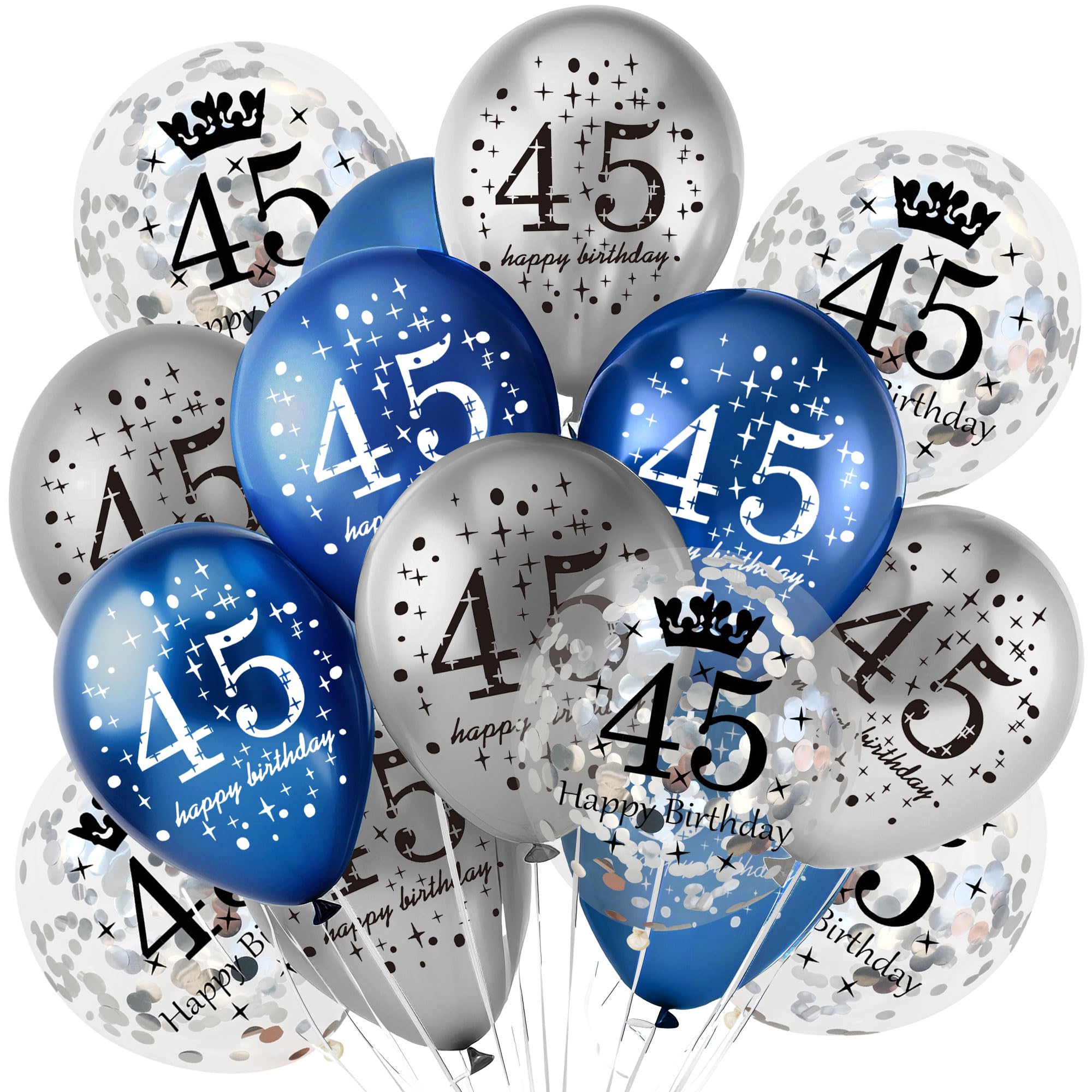 Amazon.com: 18Pcs Happy Birthday Balloons Decorations Navy Blue Silver ...
