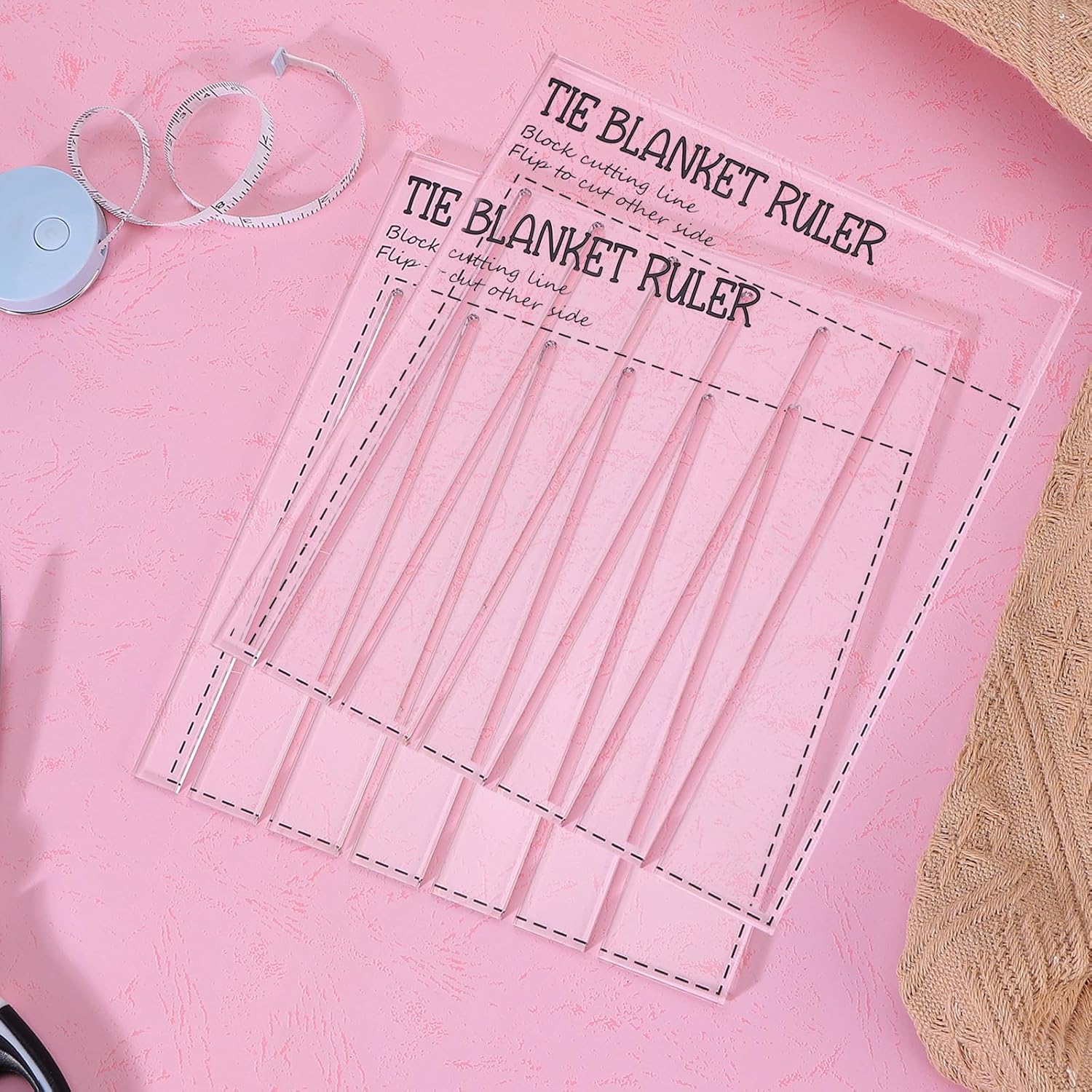 Amazon.com: 2 Pcs Fleece Tie Blanket Rulers Template Acrylic Quilting ...
