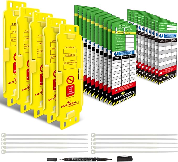 SAFETYKING® Ladder Tags 5 Holders 20 Inserts | 10 Ladder Tag Inserts ...