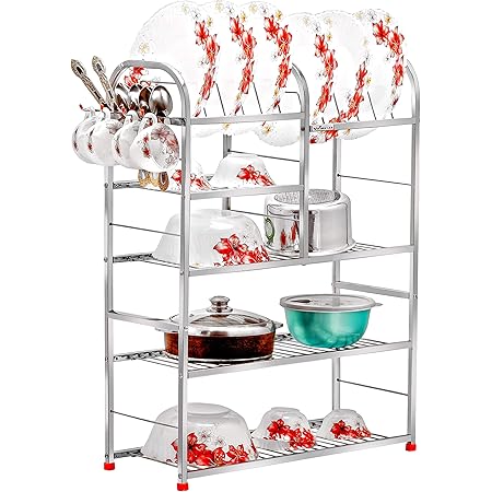 WINSTAR Stainless Steel 5 Layer Wall Mount Kitchen Dish Rack | Utensils ...