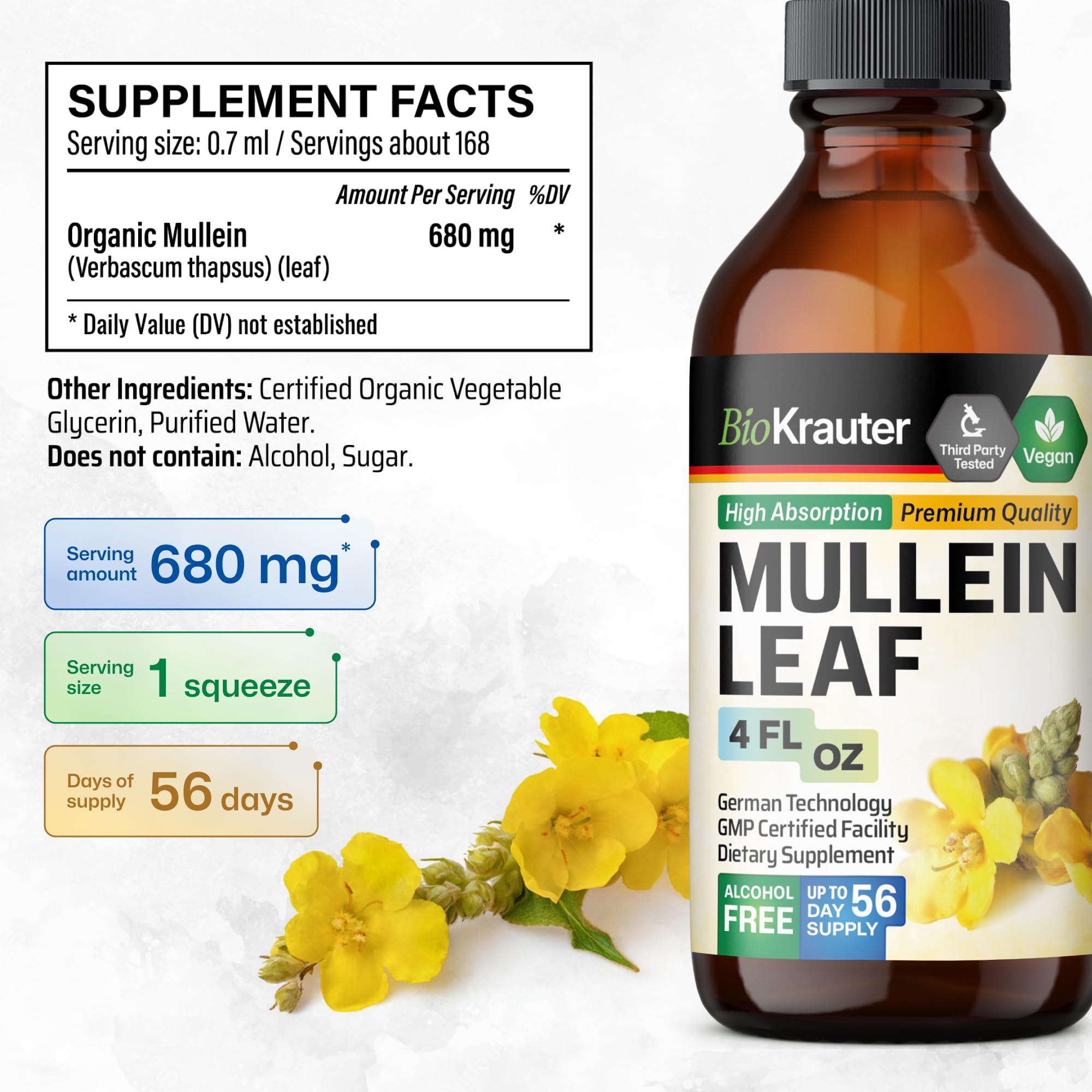 Snapklik.com : Mullein Drops For Lungs - Mullein Leaf Tincture - Lung ...