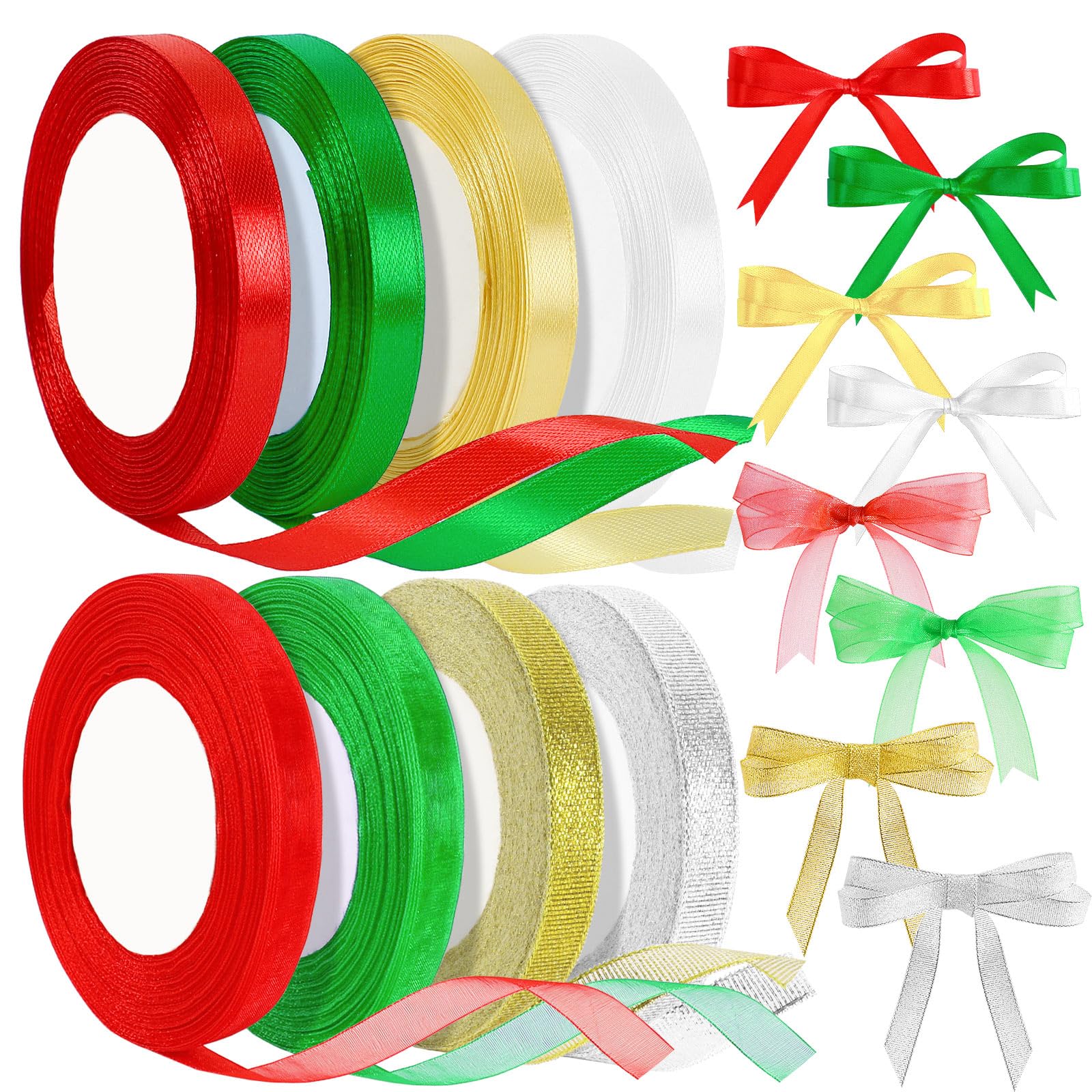 Amazon.com: Christmas Ribbon, SEPGLITTER 250 Yards 8 Rolls Christmas ...