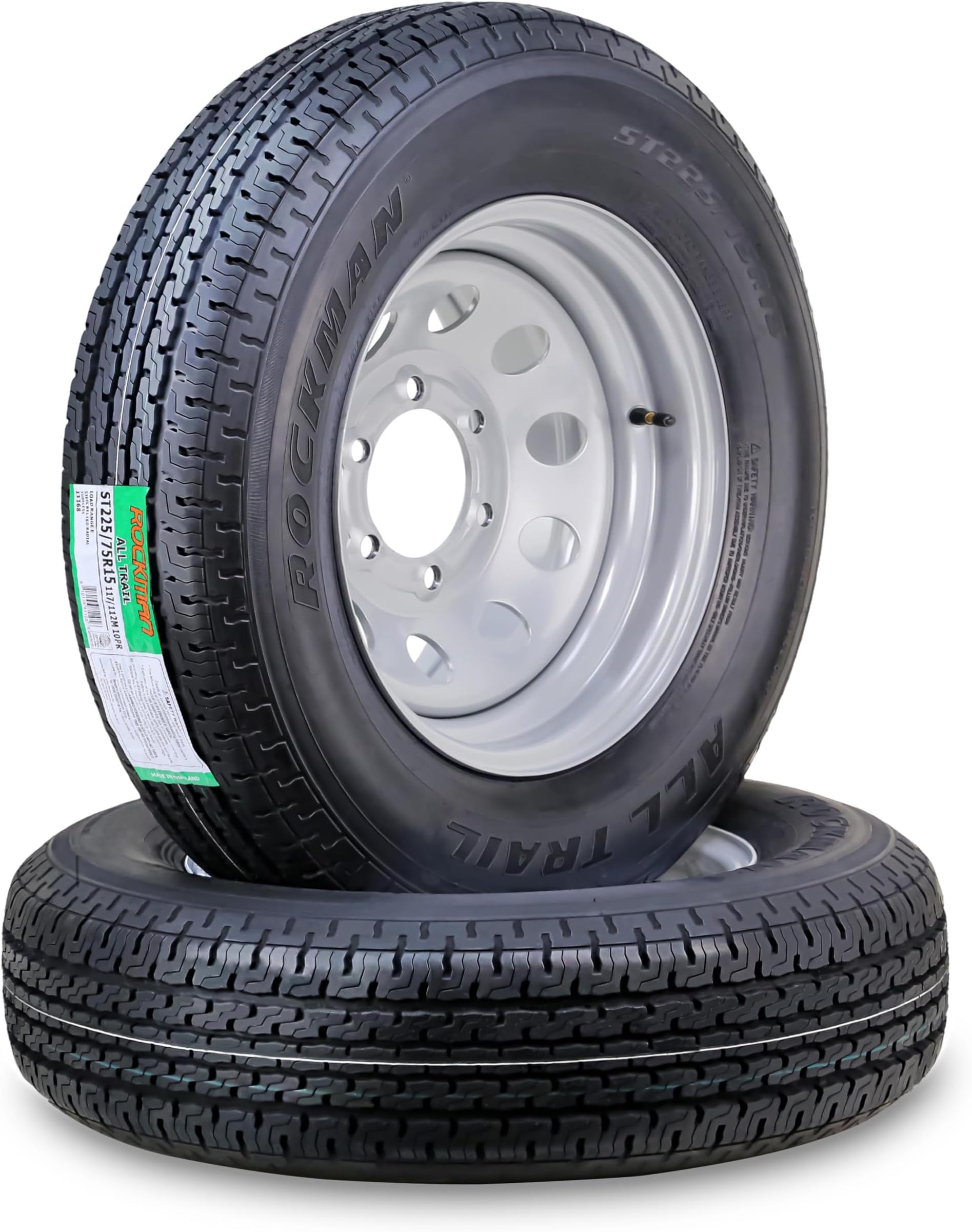 Amazon.com: ROCKMAN Trailer Tire Wheel Assembly ST225/75R15 10-Ply E ...