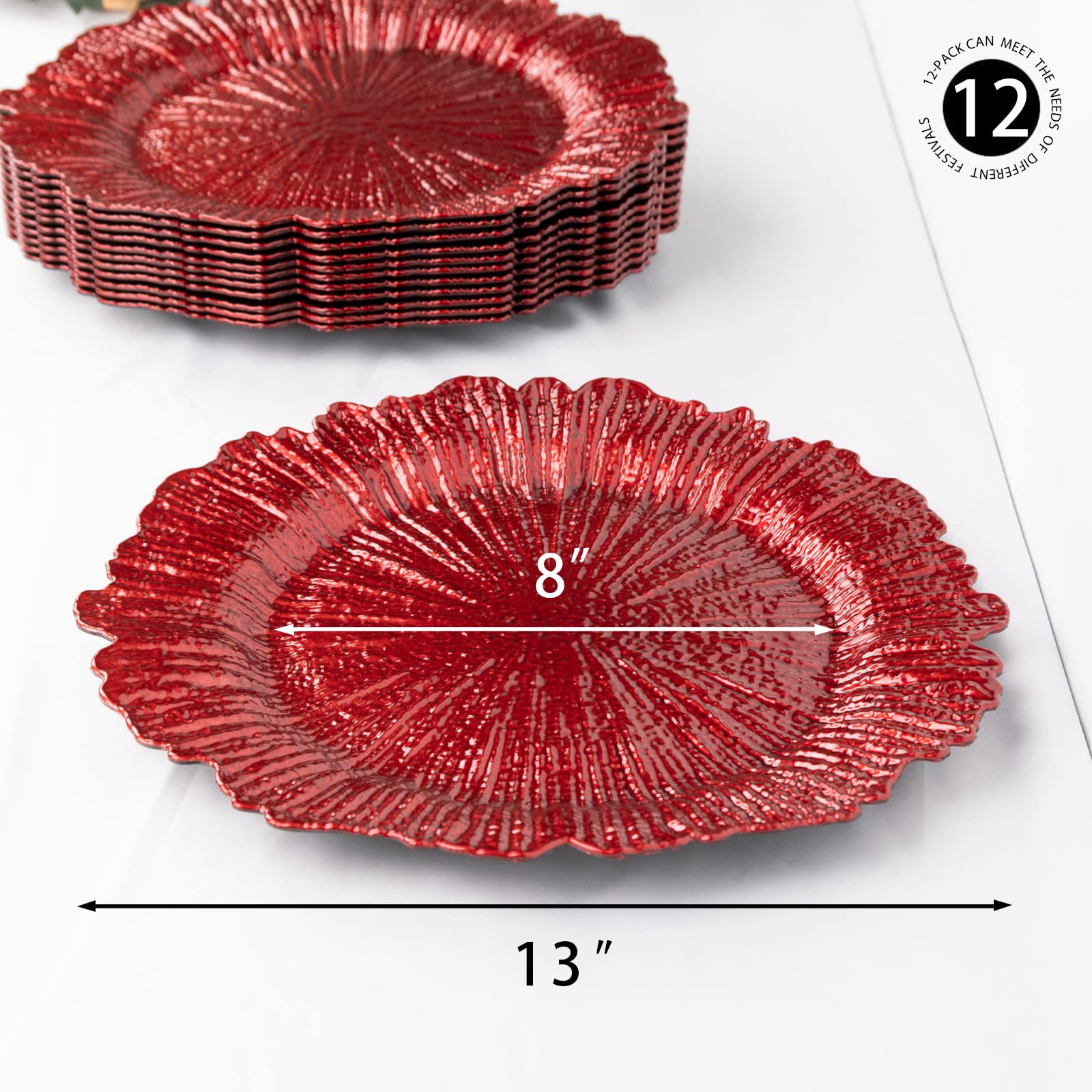Snapklik.com : Red Charger Plates Set Of 12, Reef Plate Chargers For ...