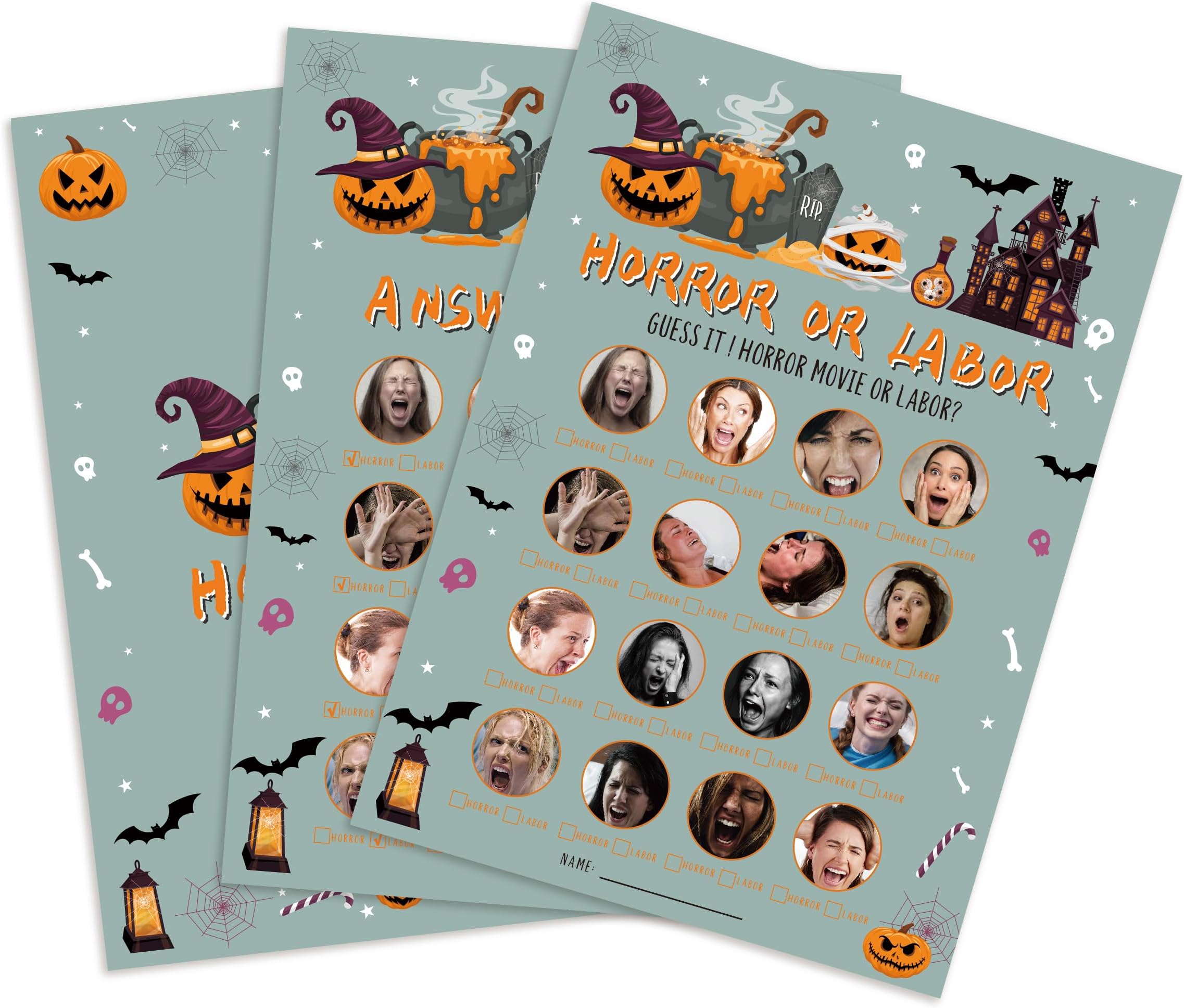 Amazon.com: Halloween Party Horror or Labor Baby Shower Game - 30 ...