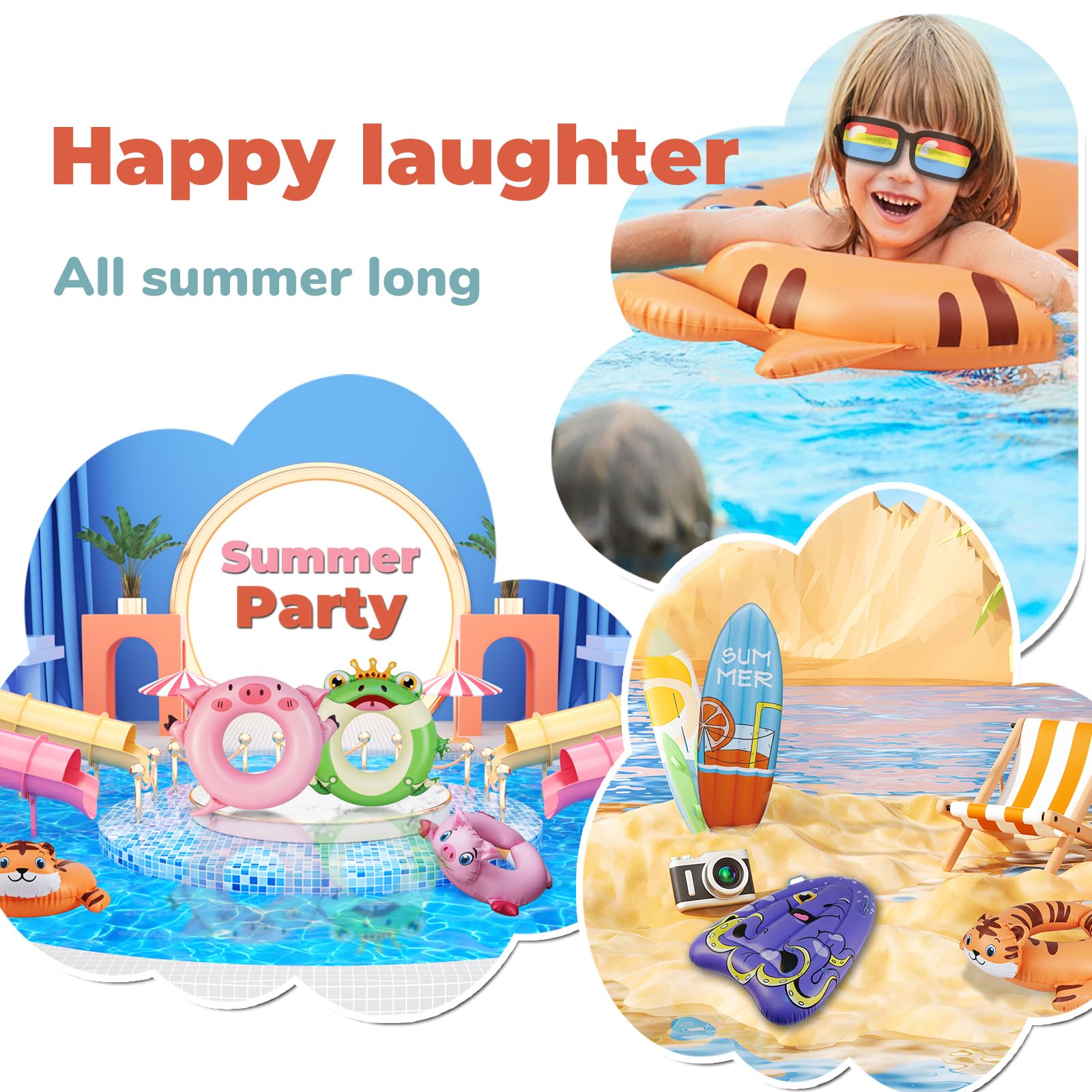 Snapklik.com : HOHQB Pool Floats Kids : Swim Rings Floaties For Kids 3 ...