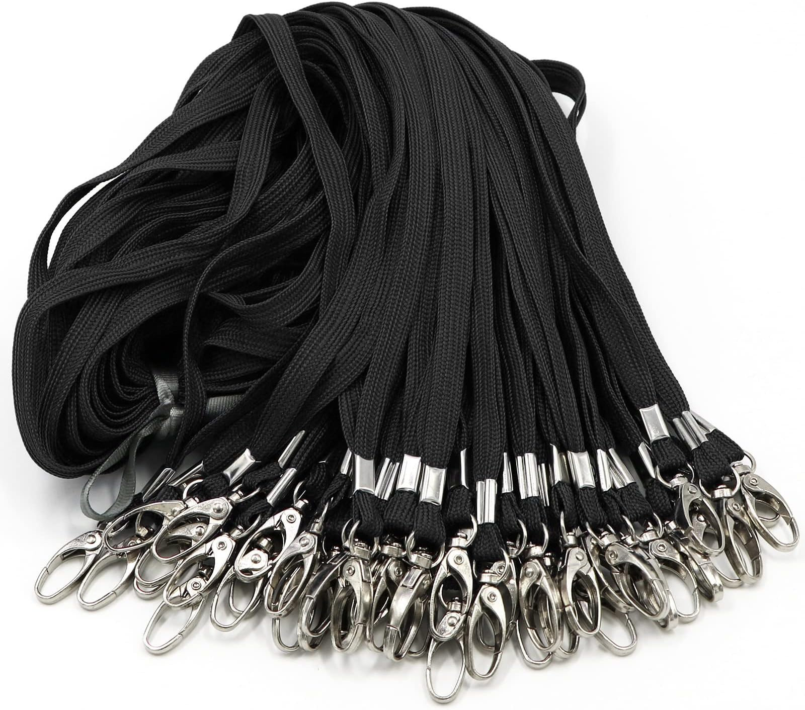 Amazon.com: 25 Pack Black Lanyard Bulk Lanyards for Id Badges Flat ...