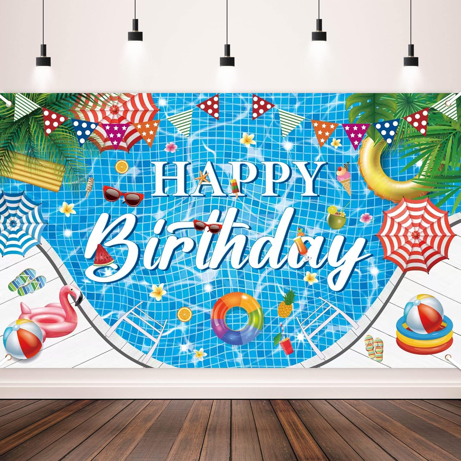 Amazon.com: Pool Party Decorations Large Pool Happy Birthday Party ...