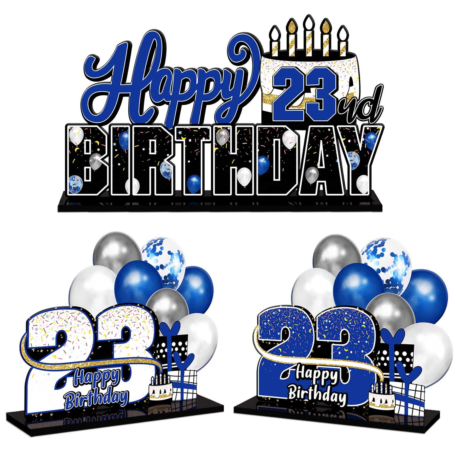Amazon.com: LINGTEER Happy 23rd Birthday Blue Acrylic Table Topper ...