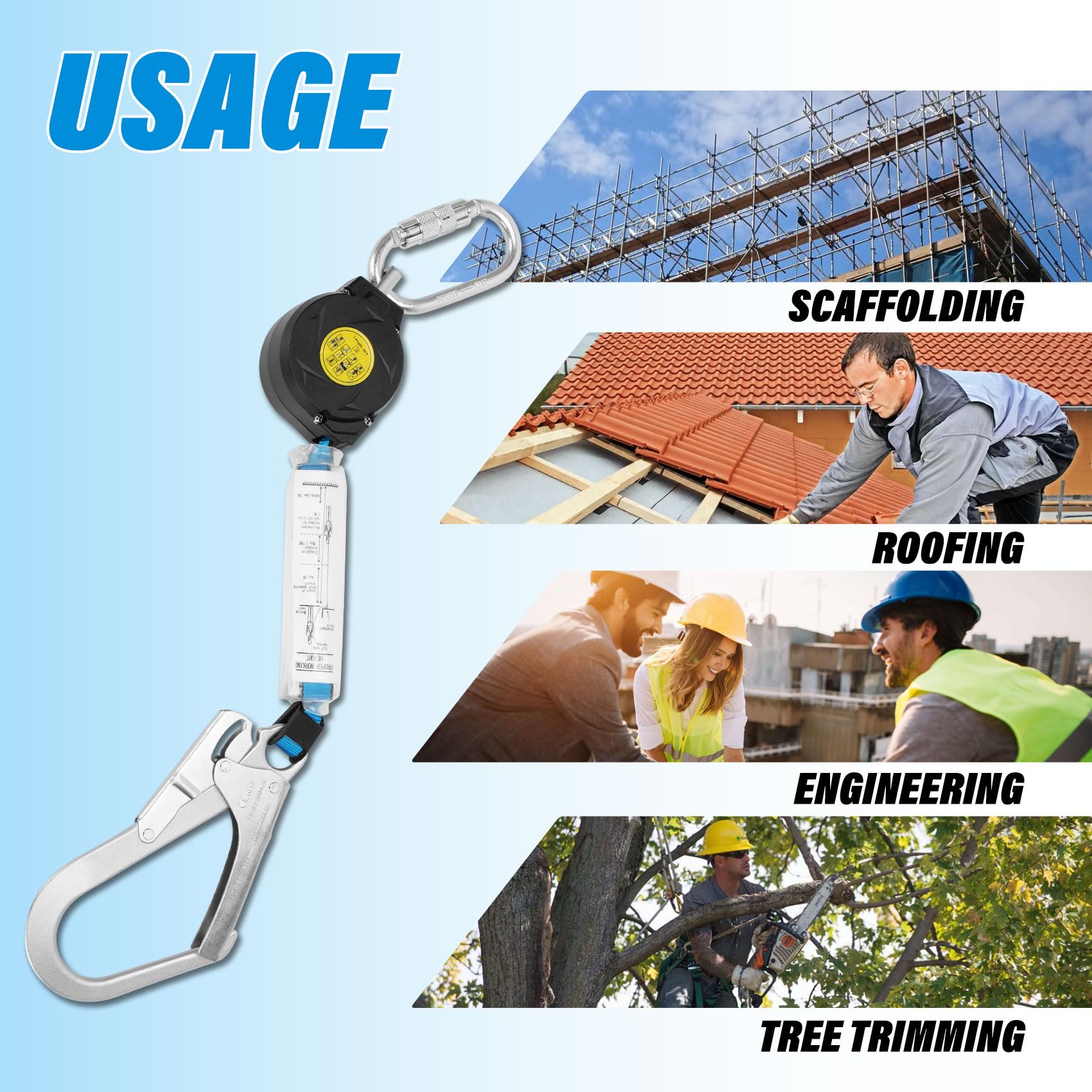 Snapklik.com : 6ft Retractable Lanyard Fall Protection, 6ft Self ...