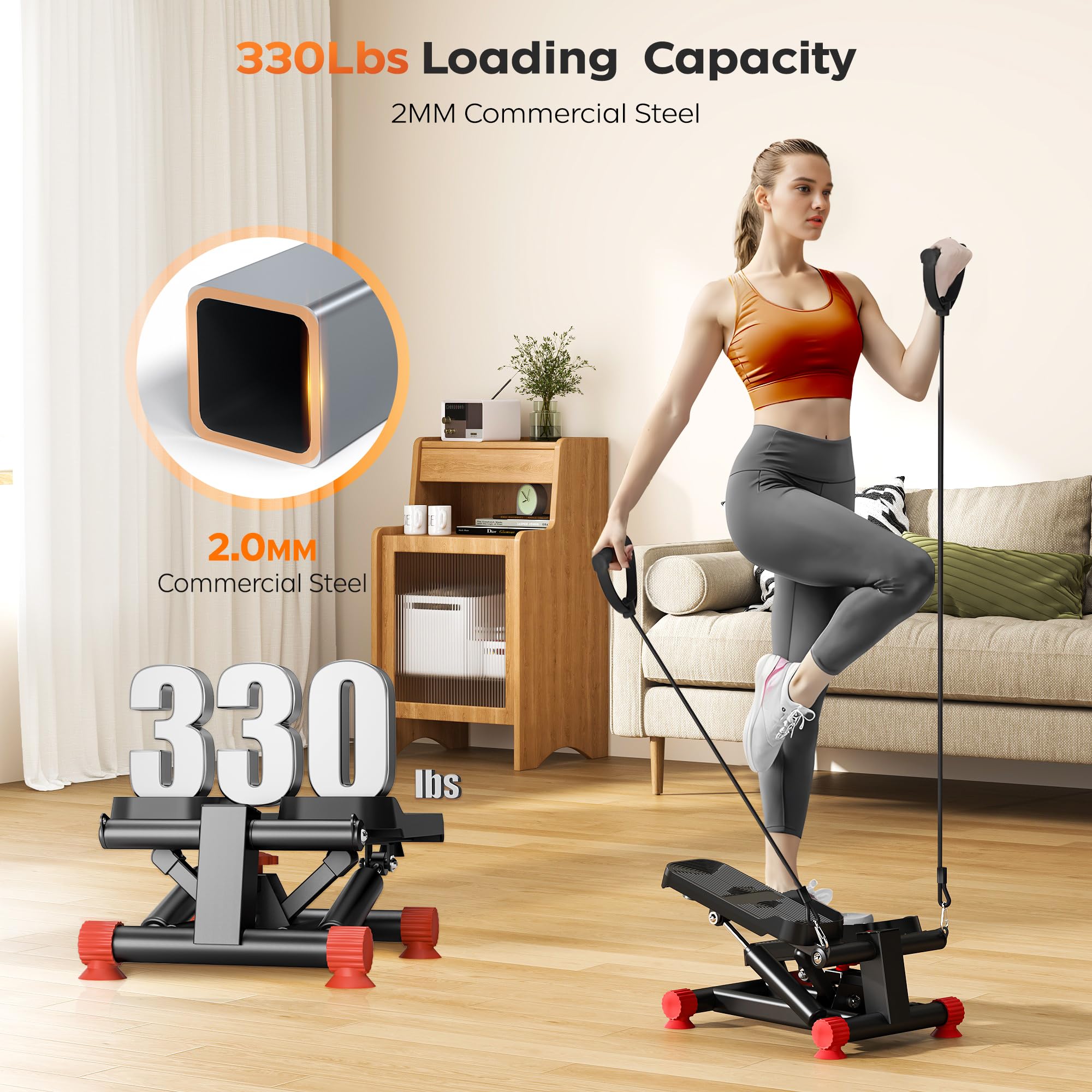 Compact Exercise Stepper SOGES With Resistance Bands - Hydraulic Stair ...