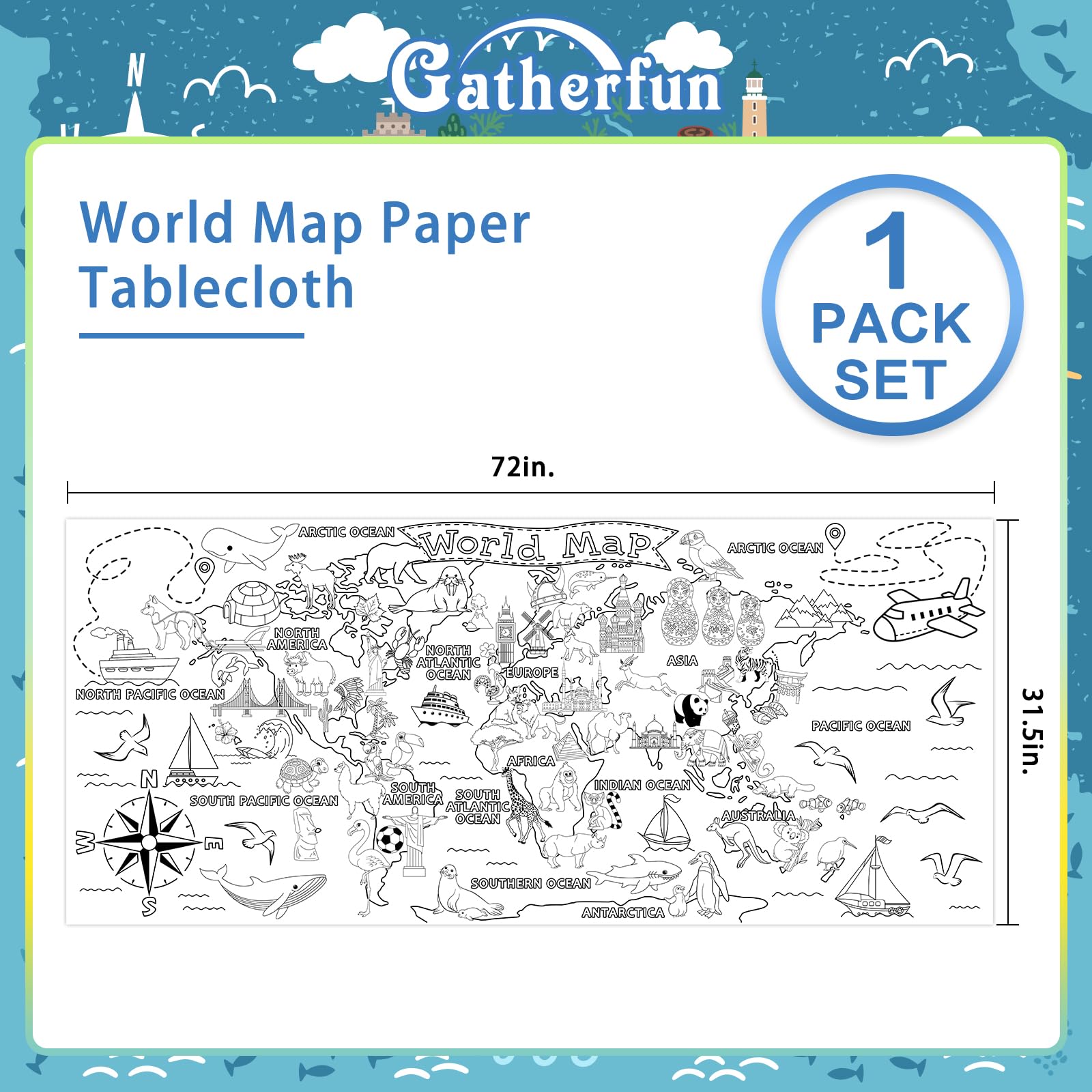 Snapklik.com : World Map Giant Coloring Poster - 315x 72 Inches ...