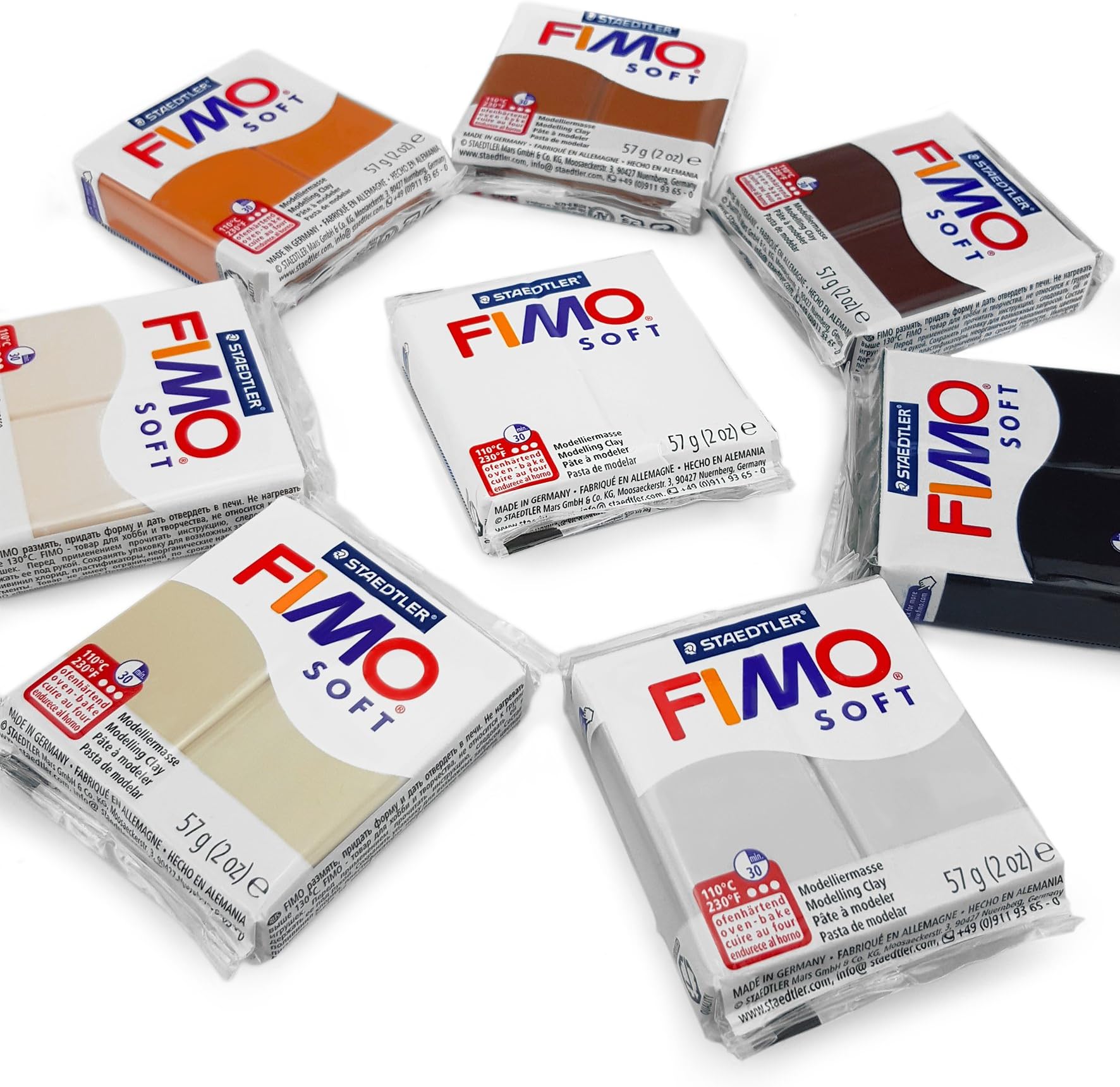 Amazon.com: FIMO Soft Polymer Oven Modelling Clay - 57g - Set of 8 ...