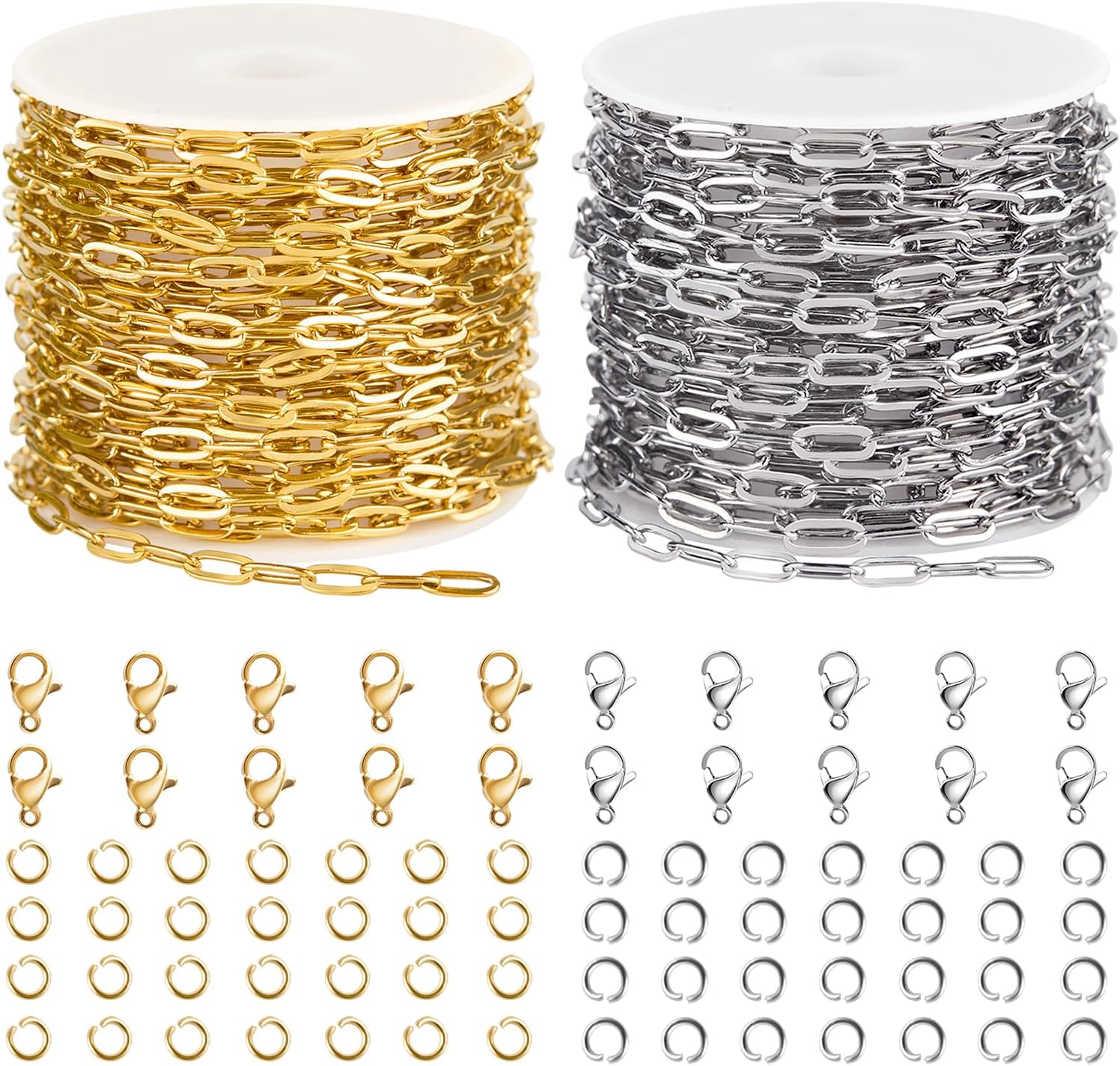 Amazon.com: UMAOKANG 2 Rolls Stainless Steel Chains for Jewelry Making ...