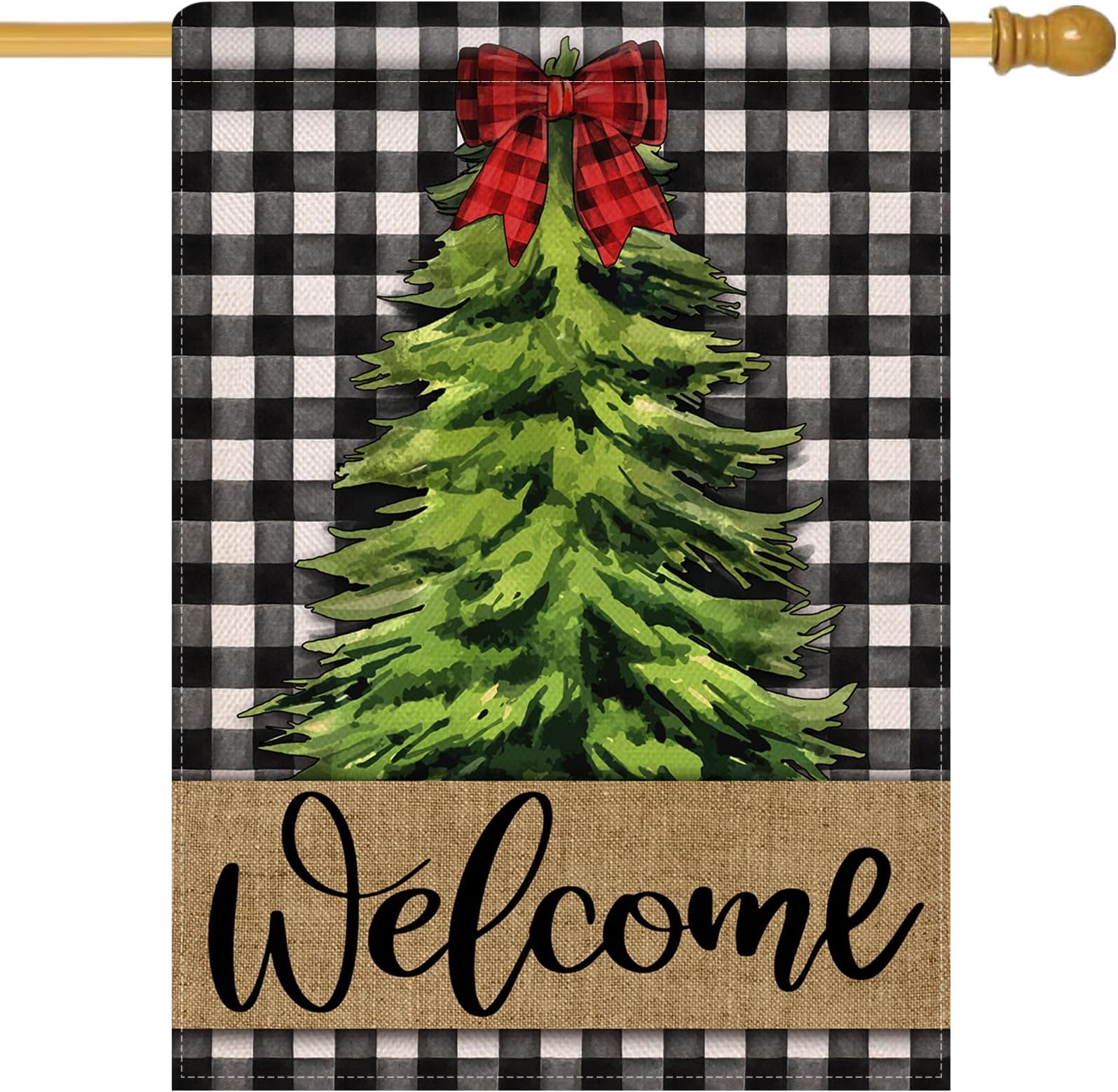 Amazon.com : ZAEW Welcome Christmas Red Tree Xmas Winter House Flag ...
