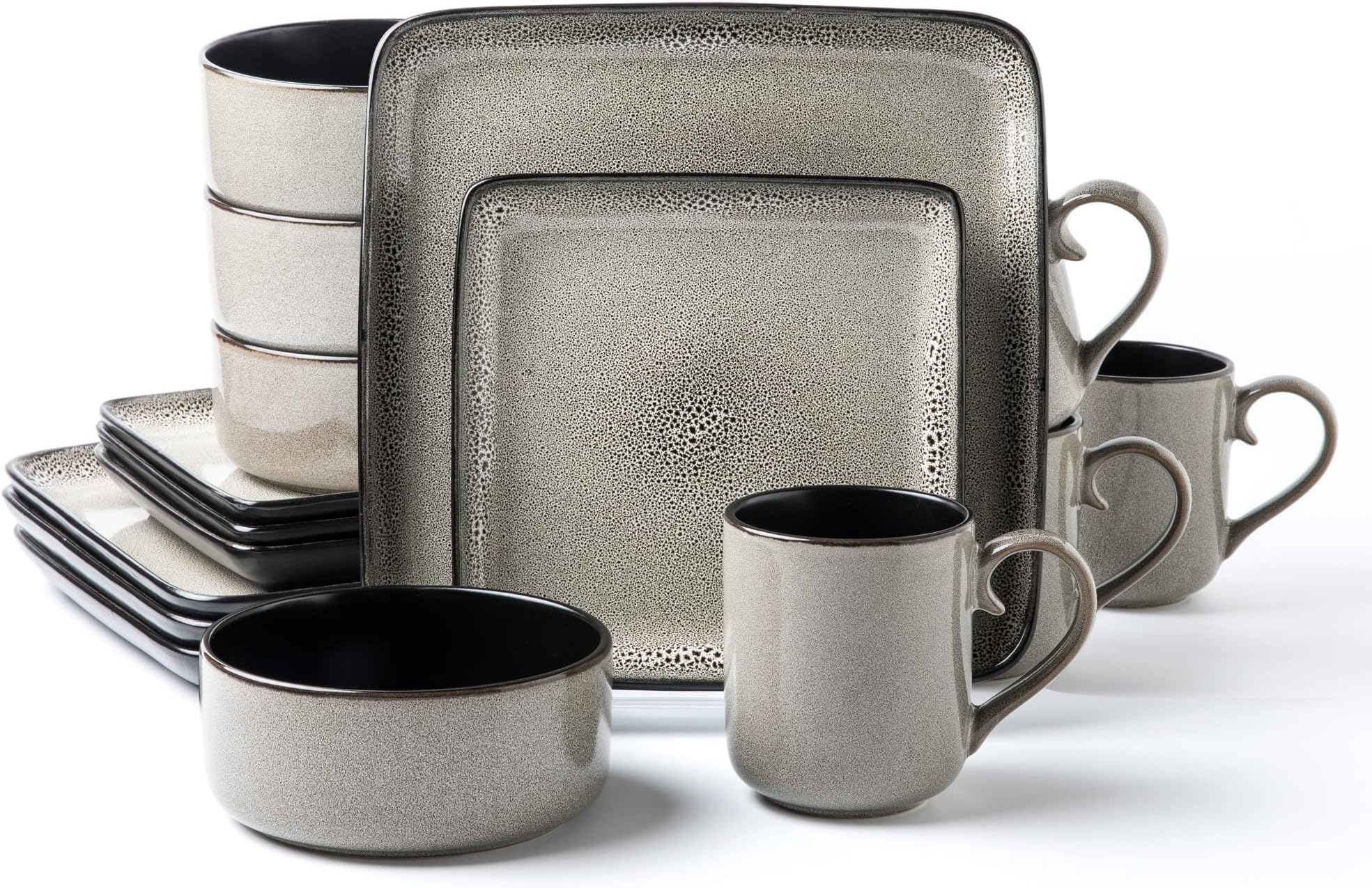Amazon.com: vancasso Stern Green Dinner Set- Square Reactive Glaze ...