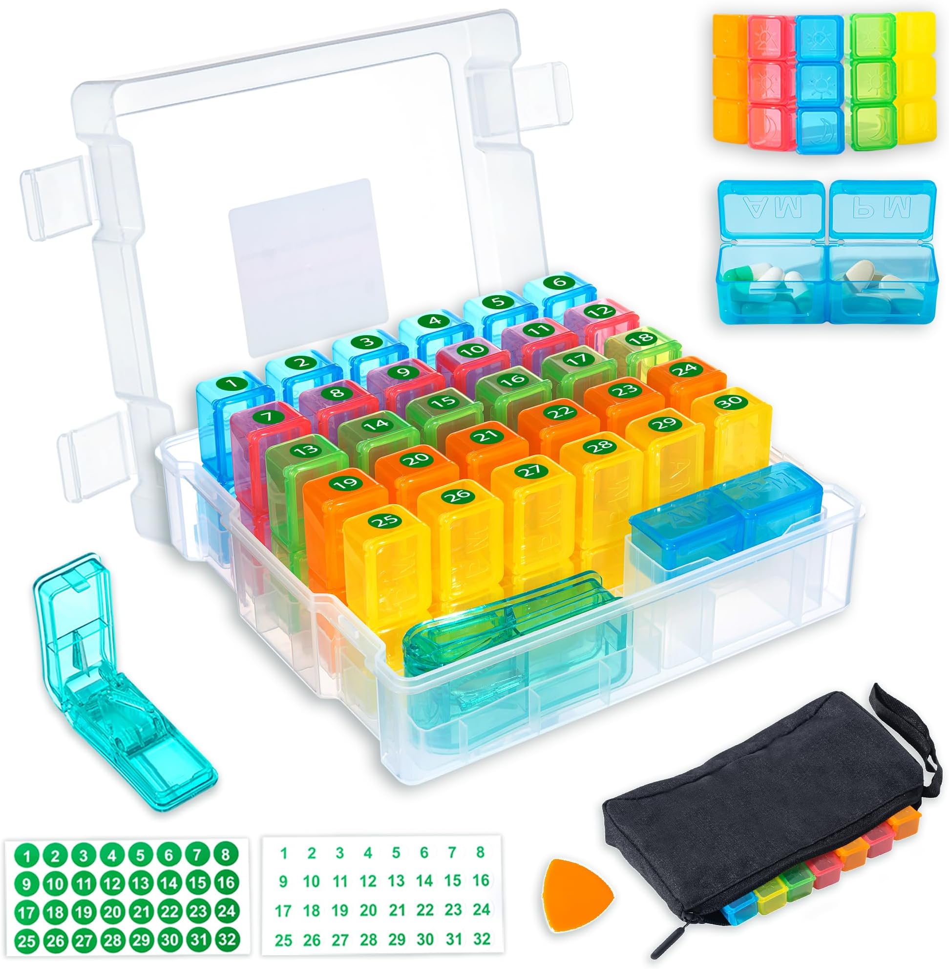 Amazon.com: Monthly Pill Organizer Box - 31 Day AM/PM Daily Pill Case ...