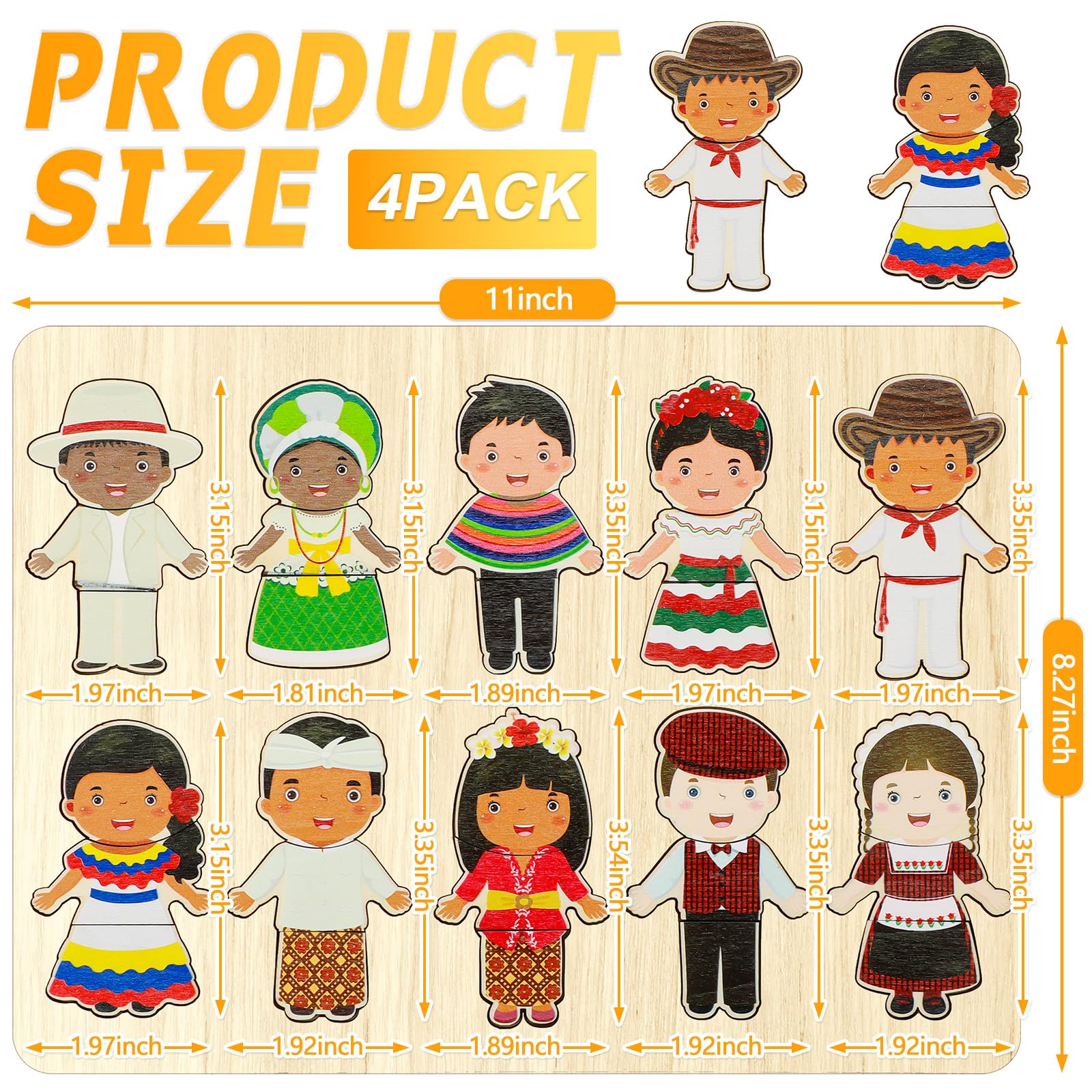 Snapklik.com : 4 Set Wooden Multicultural Puzzles