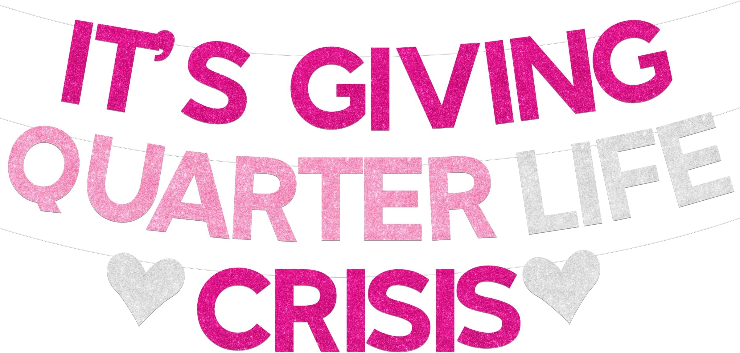 Amazon.com: xo, Fetti Quarter Life Crisis Banner - Silver Glitter, 4 Ft ...