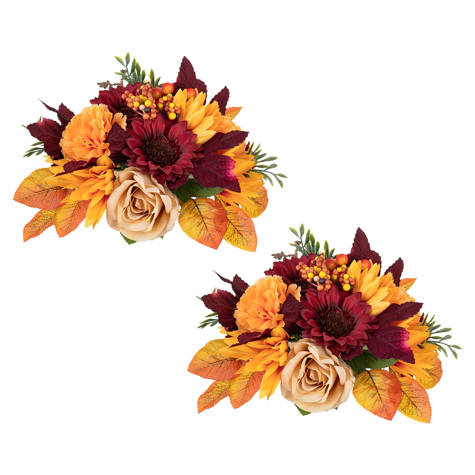 Amazon.com: BLOSMON Fall Flowers Artificial for Decoration: 2 Pcs Red ...