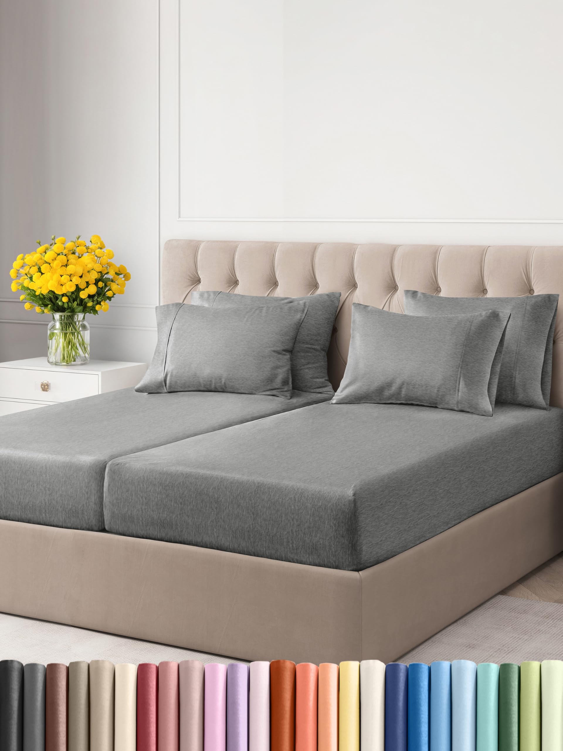 Amazon.com - Split King 7 Piece Sheet Set - Breathable & Cooling Sheets ...