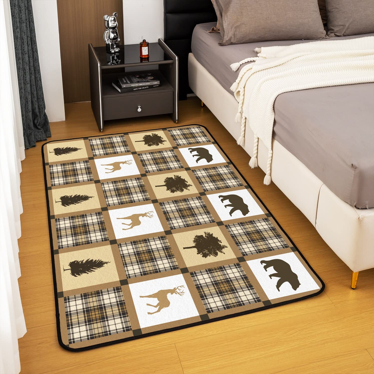 Erosebridal Rustic Bear Deer Area Rug for Kids Teens Adult,Retro ...