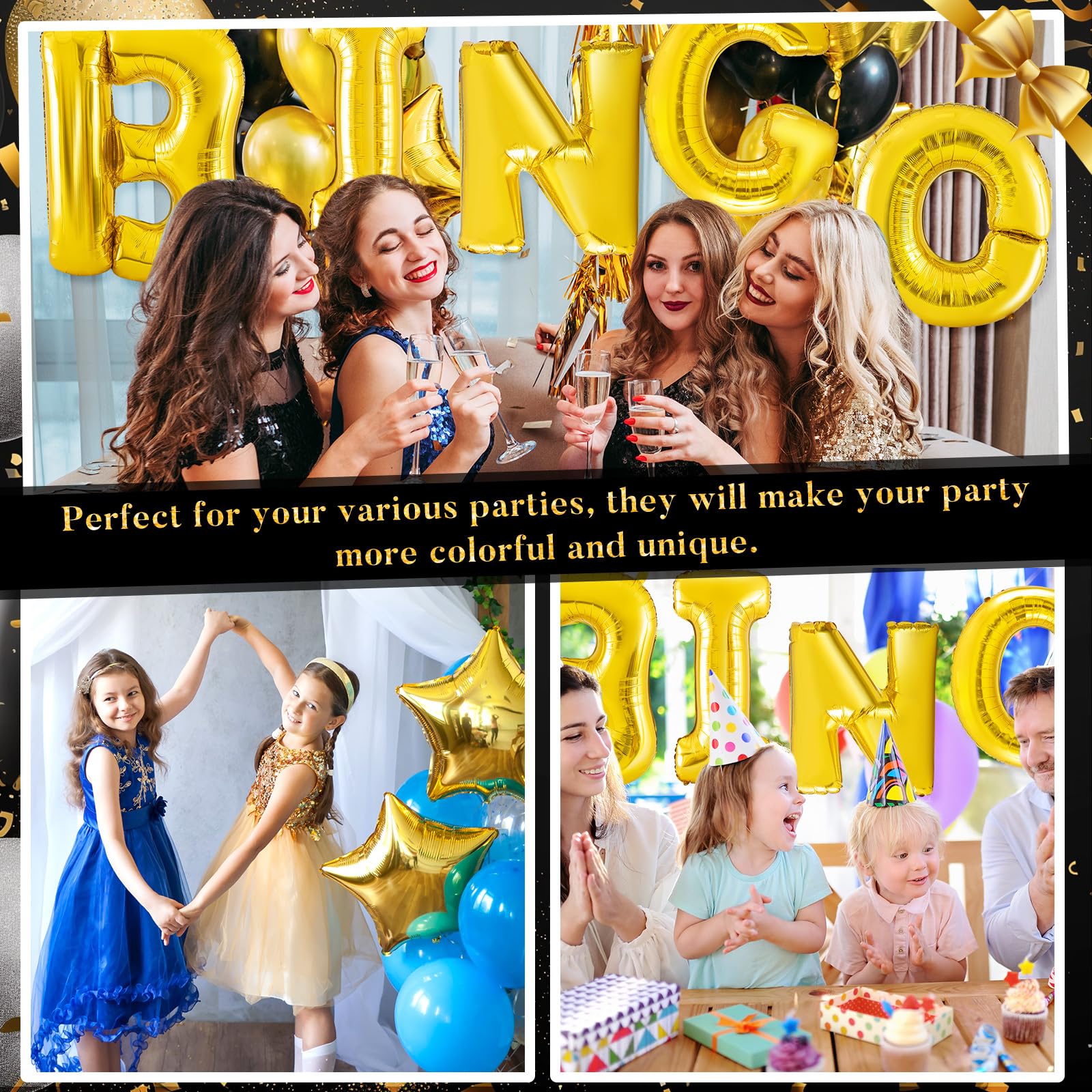 Snapklik.com : 11 Pcs 40 Inch Giant Gold BINGO Balloons Including 5 Pcs ...