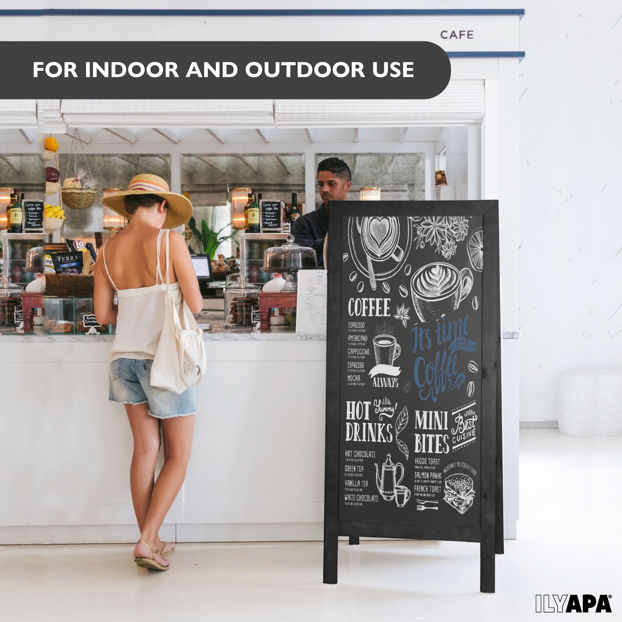 Snapklik.com : Ilyapa A-Frame Chalkboard Sidewalk Sign - 58 X 27 Inches