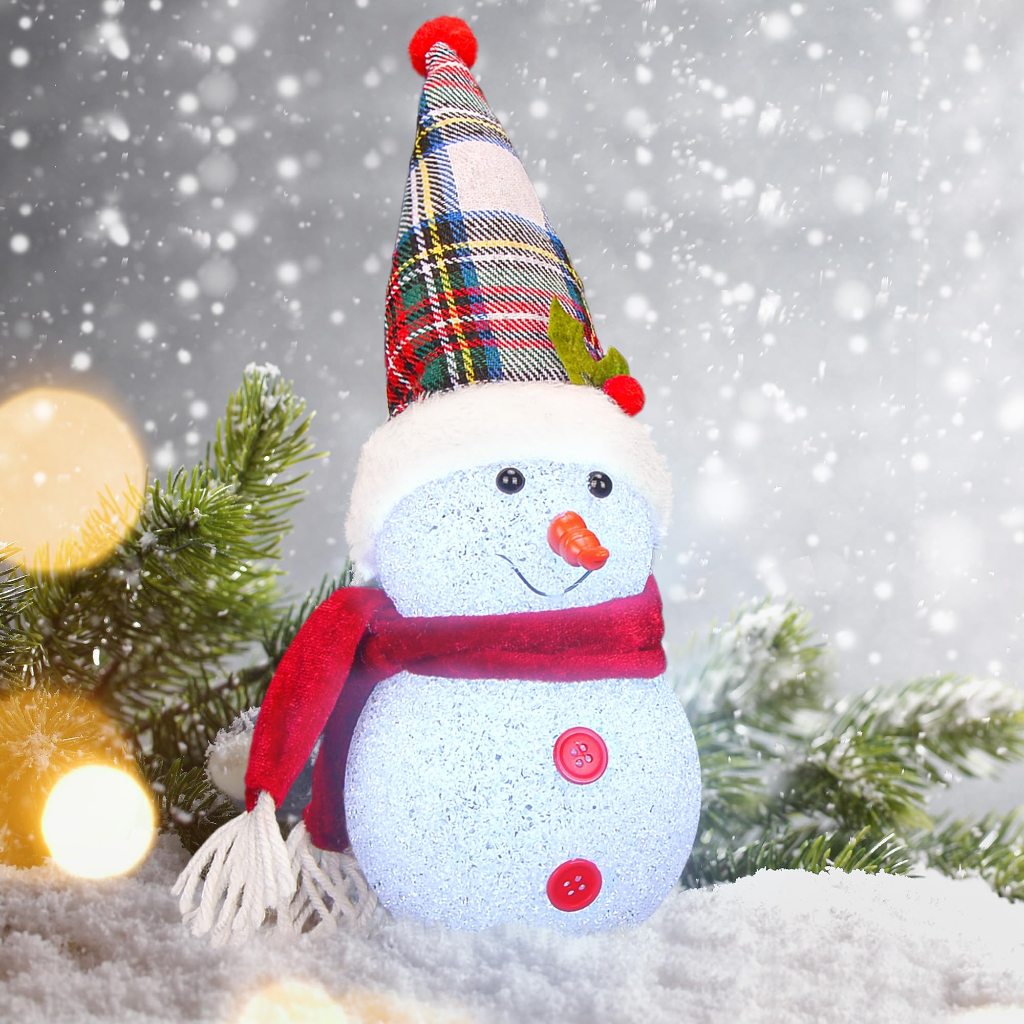 Amazon.com : Multi-Color LED Light-Up Snowman Decor, Cute Christmas ...
