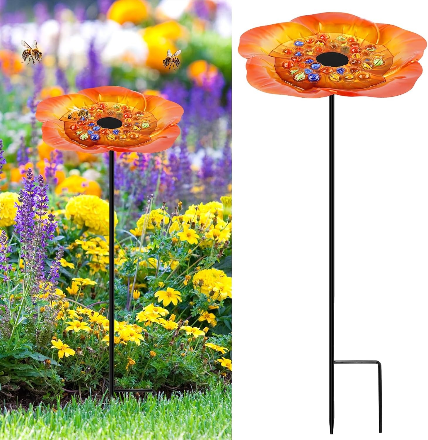 Amazon.com : Bee Watering Station with Vivid Flower Design, Standing ...
