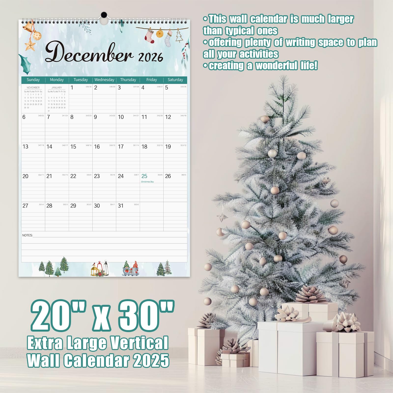 Snapklik.com : GuassLee Extra Large Wall Calendar 2025-2026, 20"x 30 ...