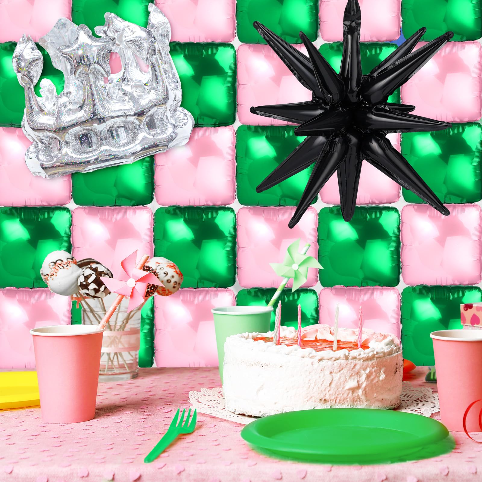 Foil Balloons KINNO 25PCS White Square Wall Backdrop Double Sided White ...
