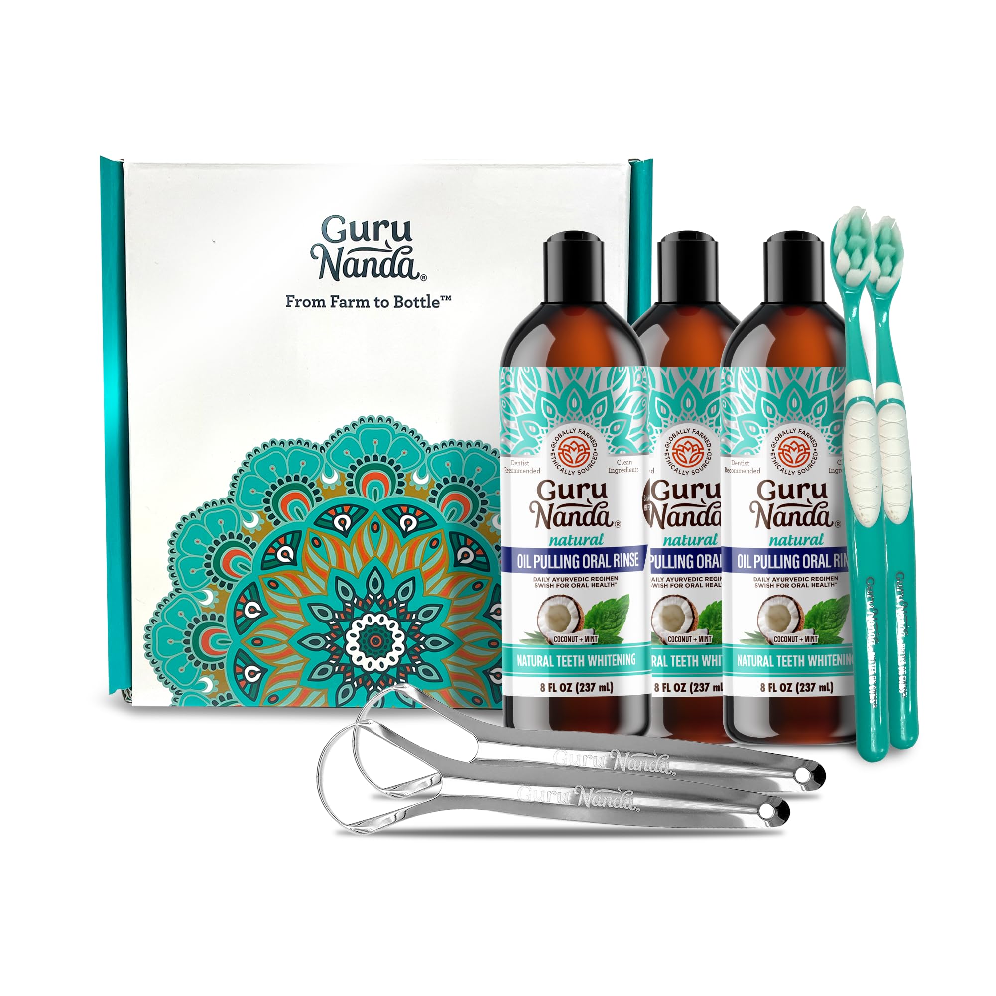 Amazon.com : GuruNanda Coconut Oil Pulling, Fresh Breath & Whitening ...