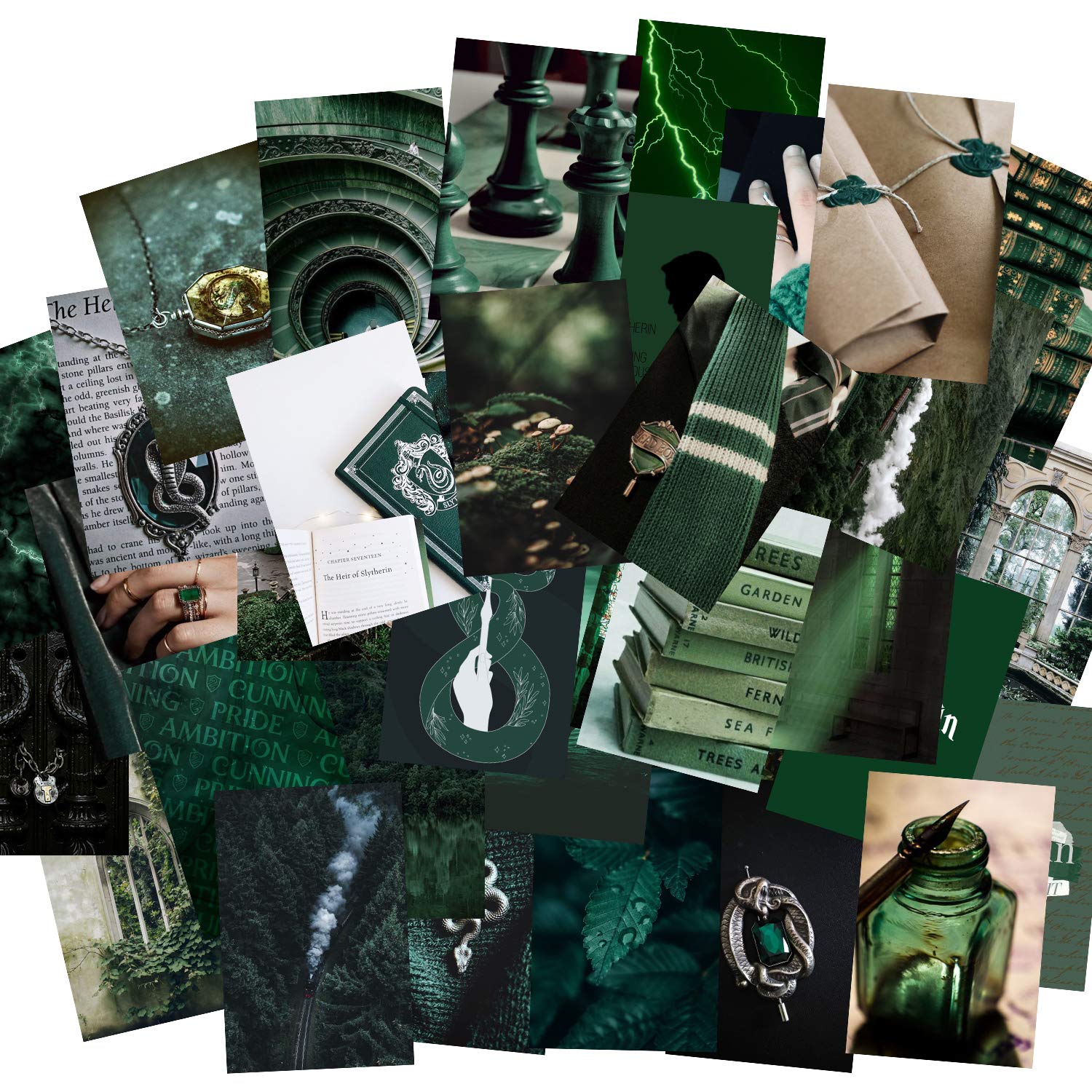 GROBRO7 50PCS Green Academia Aesthetic Wall Collage Kit, Dark Magic ...