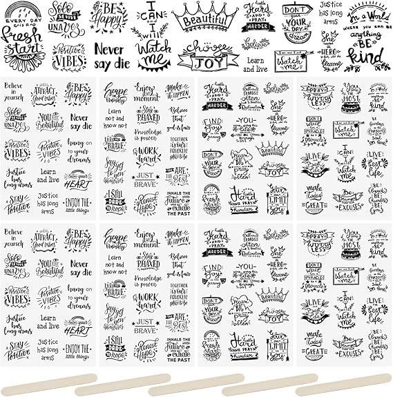 Amazon.com: WANDIC 16 Sheets Rub On Transfer Sticker, Black ...