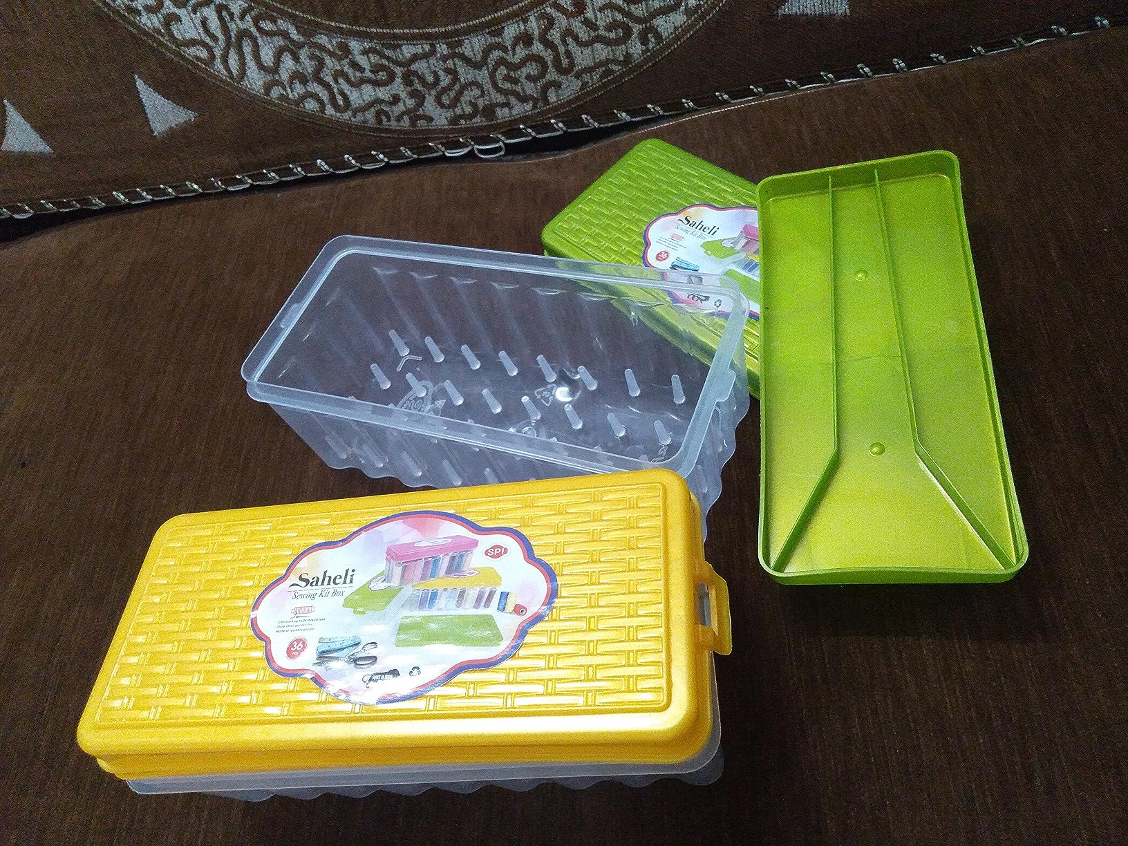 IP Tech Plastic Thread And Needle Box - Big Size 36 Spools Empty Thread ...