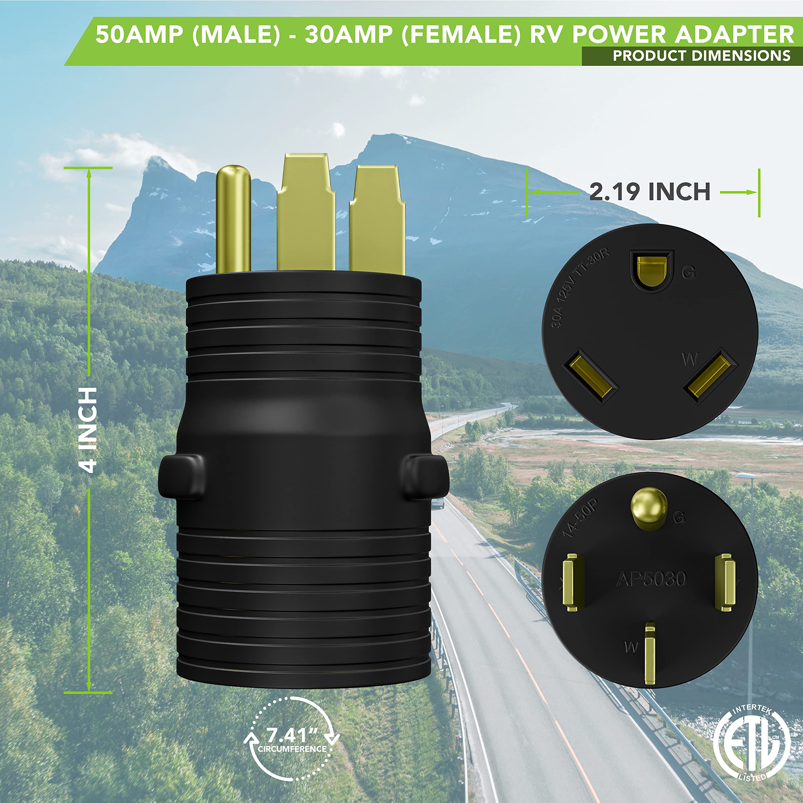 Snapklik.com : Leisure Cords Power Adapter 4 Prong 50 Amp Male To 30 ...