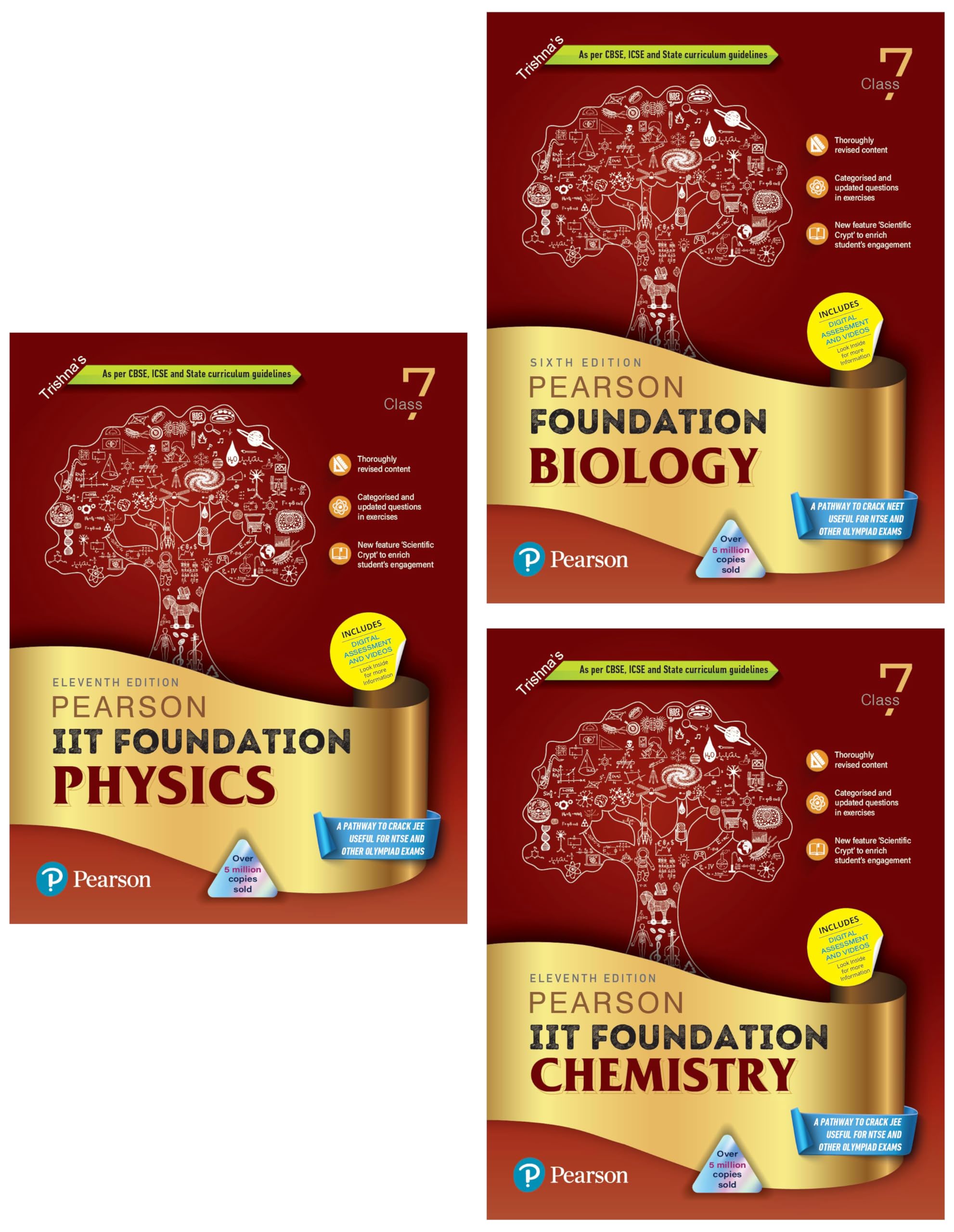 Buy Pearson IIT Foundation'24- Physics + Chemistry + Biology Class 7 ...