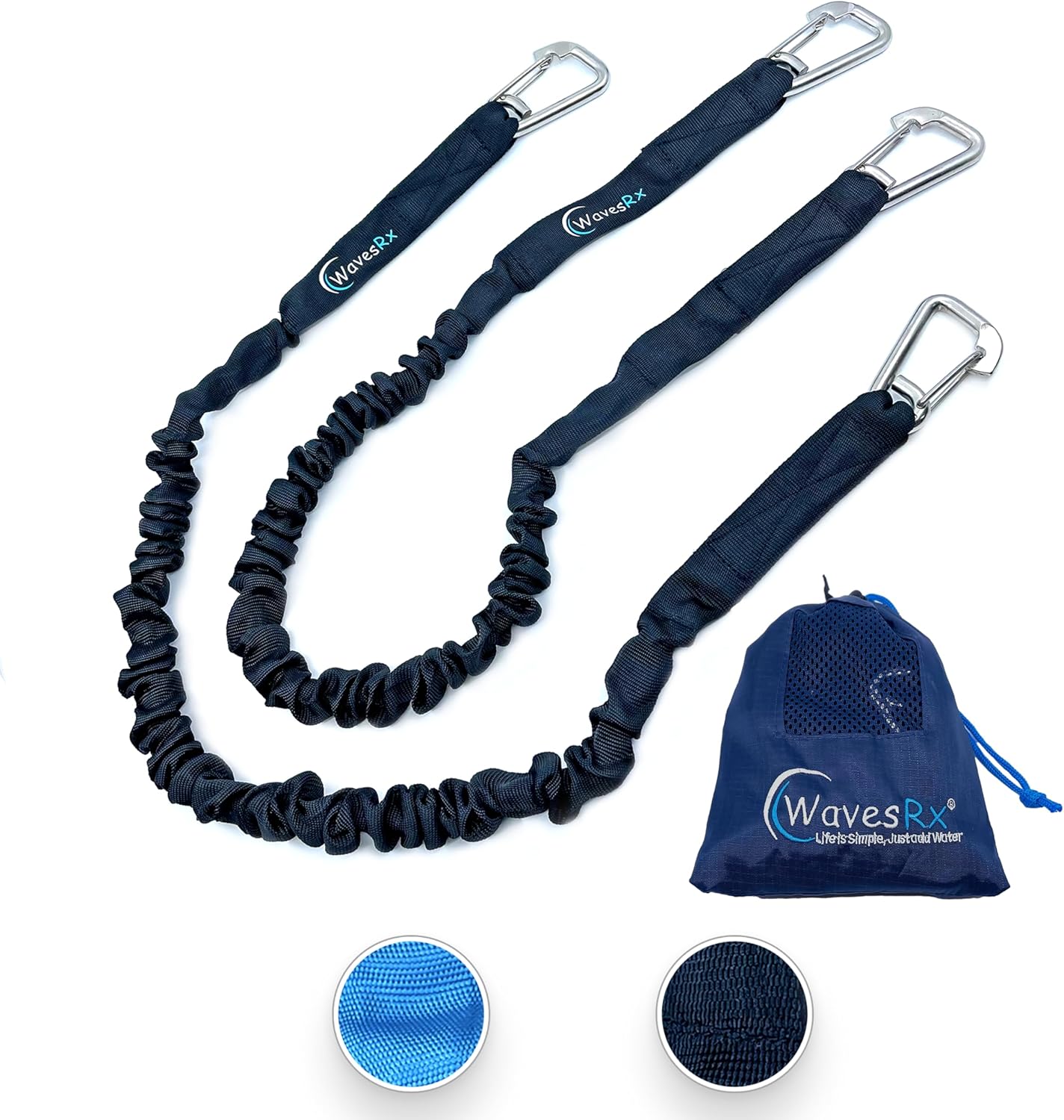 WavesRx DockingPal - Premium Bungee Dock Line 3 ft (2PK) | Elastic ...