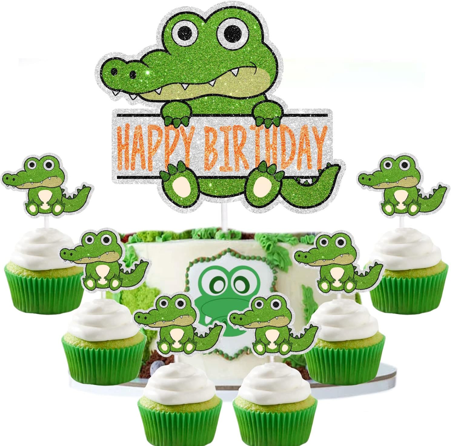 Amazon.com: 7 PCS Alligator Baby Cake Topper Set - Reptiles Theme Party ...