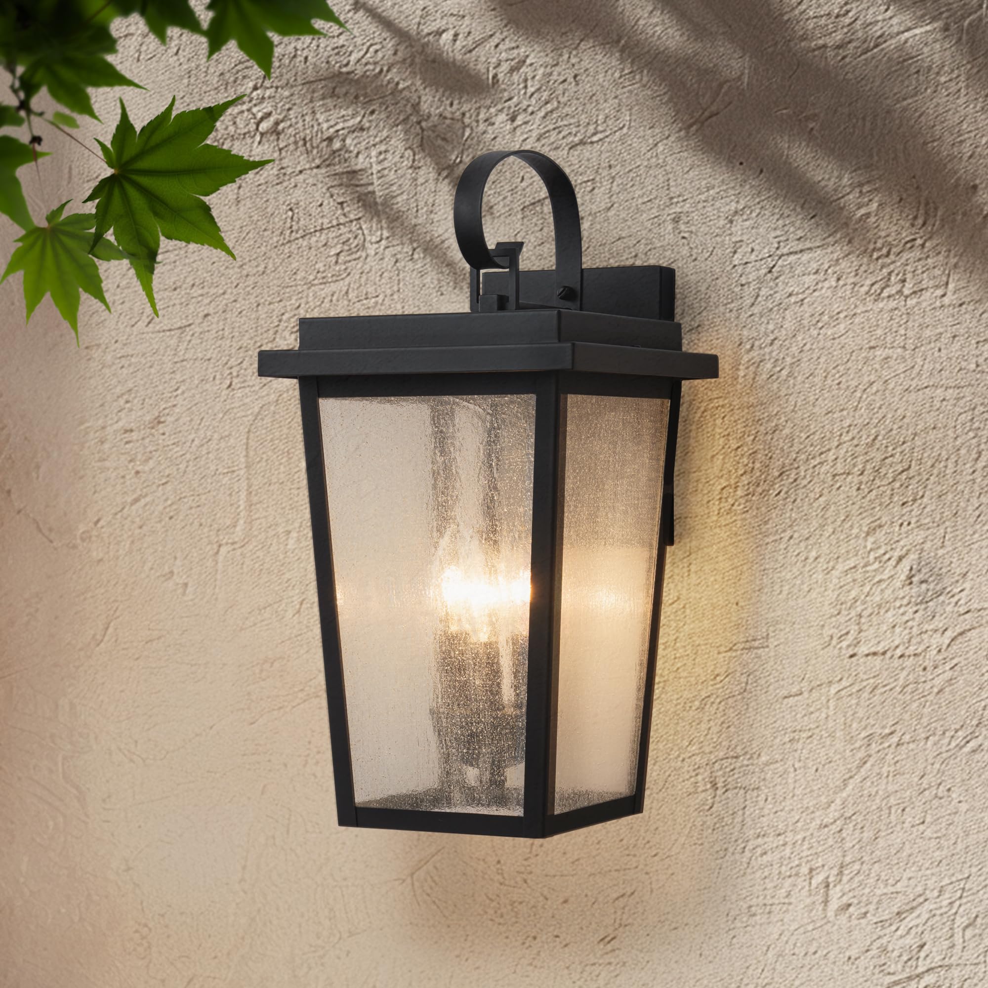 OUPAVOCS Large Outdoor Wall Sconce, Mate Black Exterior Light Fixtures ...